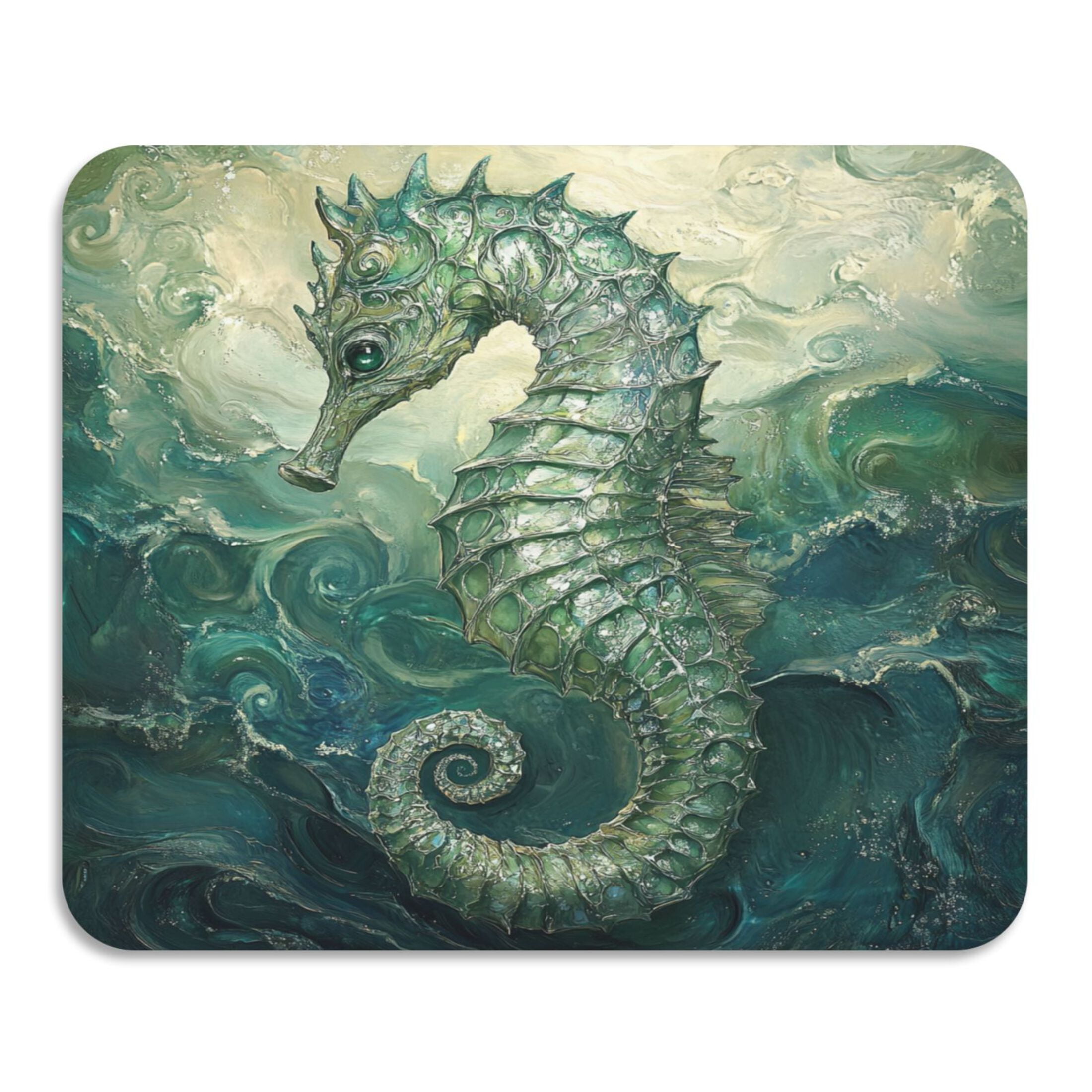 Qxltty Green Seahorse Dish Drying Mat Coffee Bar Mats Rubber Backed ...
