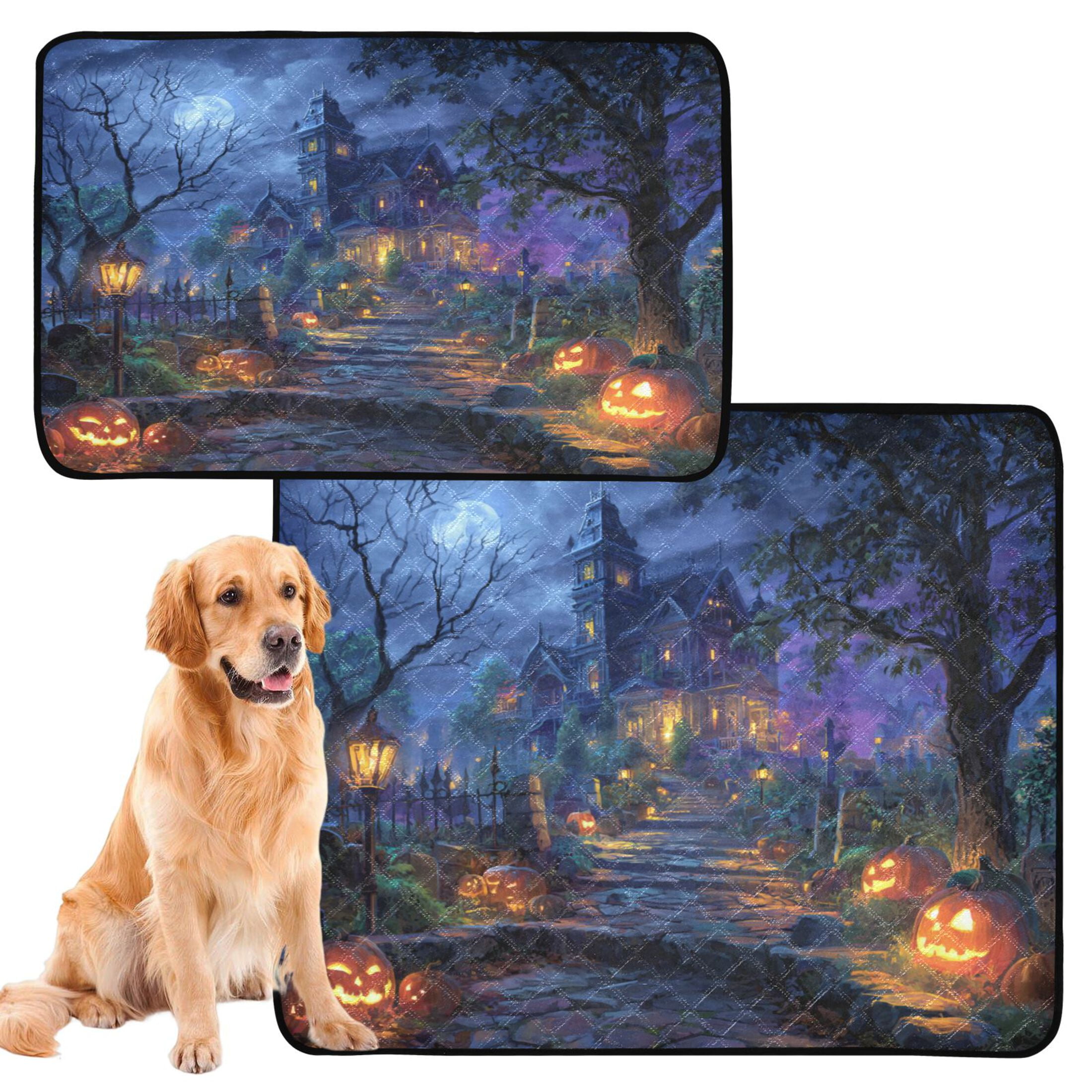 Qxltty Haunted House Cat litter Pads Pet Set of 2 Diaper Mats Center ...