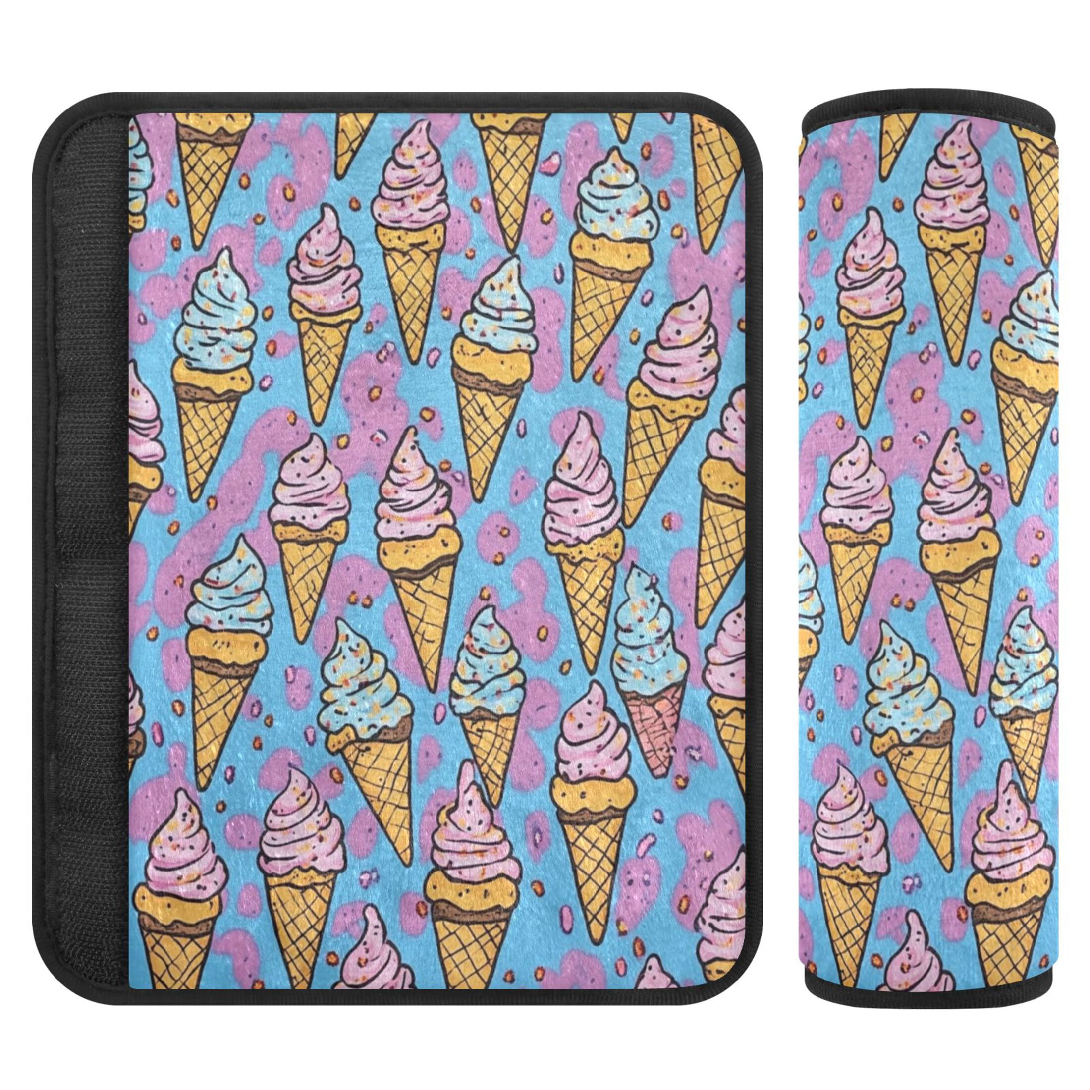 Qxltty Ice Cream Cones Cartoon Patterns Car Seat Strap Pads are Soft ...