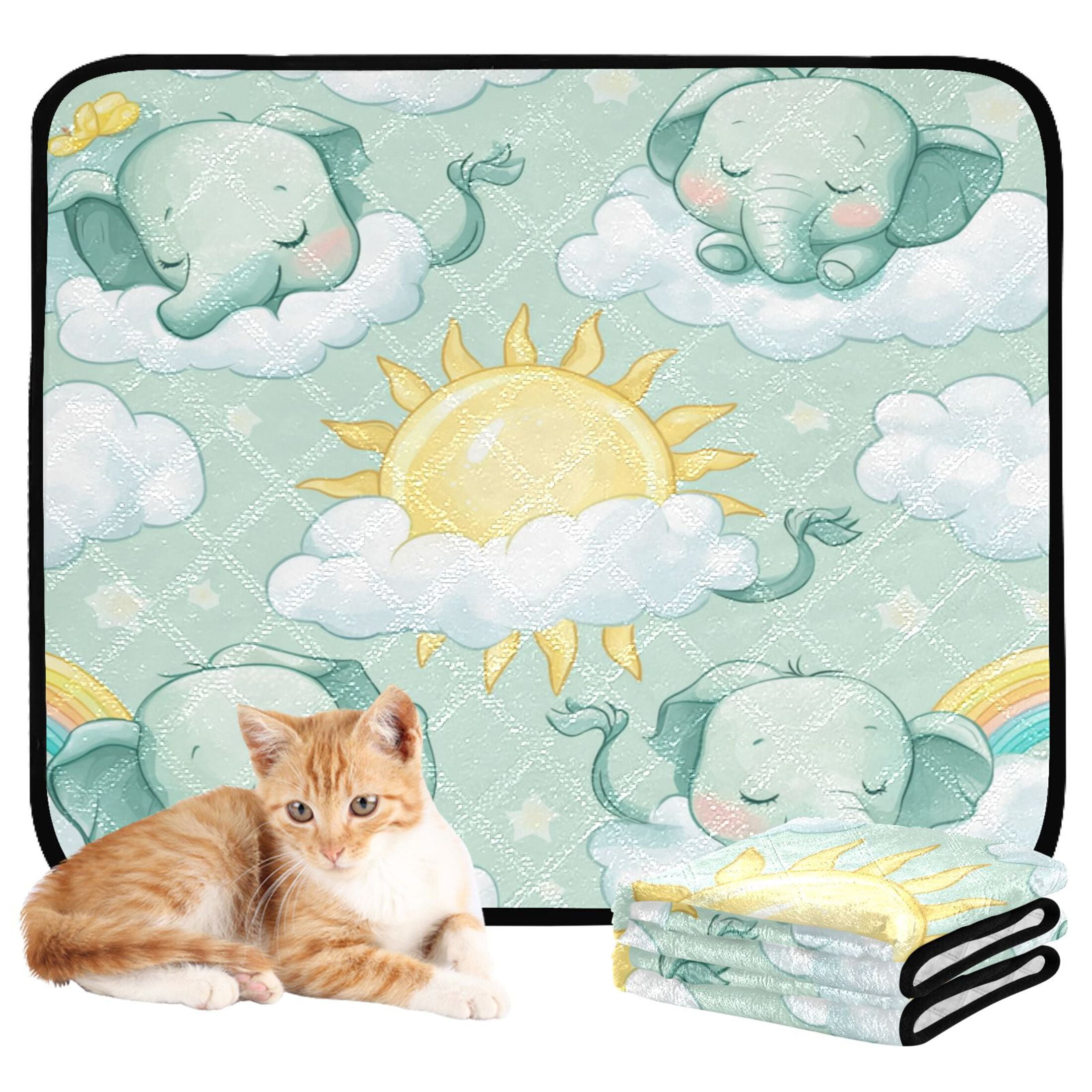 Qxltty Illustration Of Cartoon Sleeping Baby Elephants Cat litter Pads ...