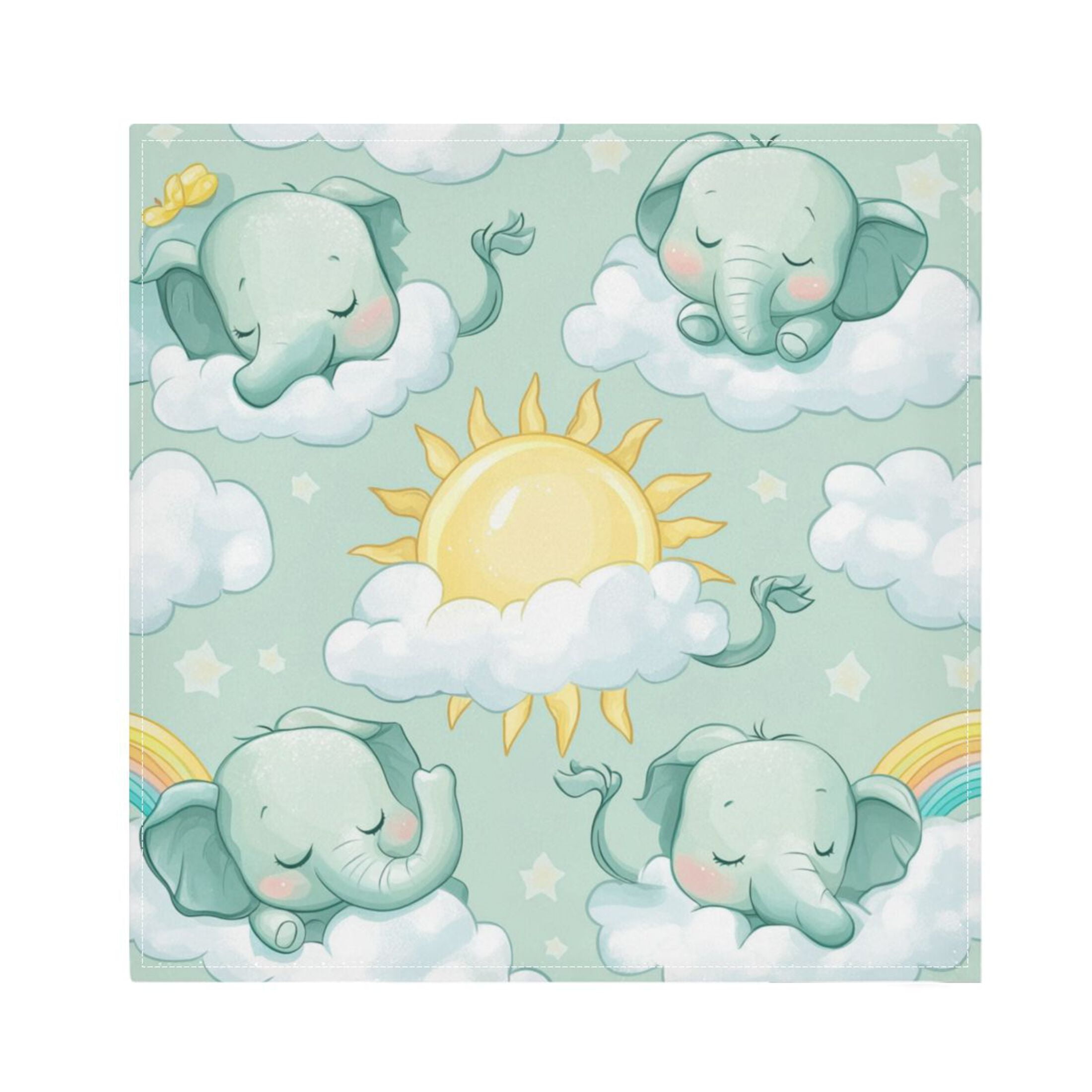 Qxltty Illustration Of Cartoon Sleeping Baby Elephants Napkins 20×20in ...