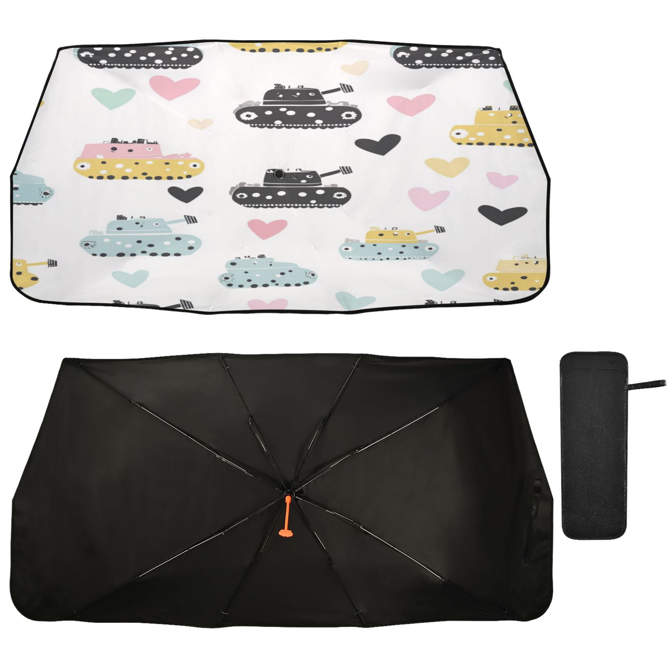 Qxltty Illustration Of Colorful Cute Tanks Car Windshield Sunshade ...