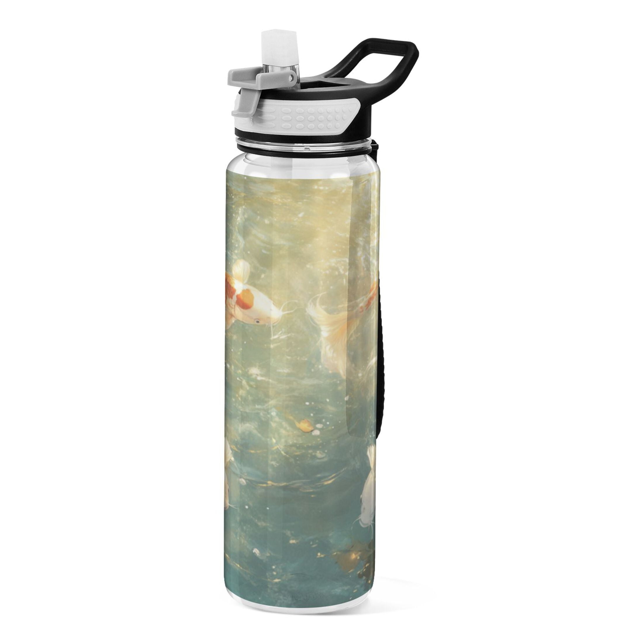 Qxltty Koi Fish Water Bottle 32 oz with Straw BPA Free Reusable Fitness ...