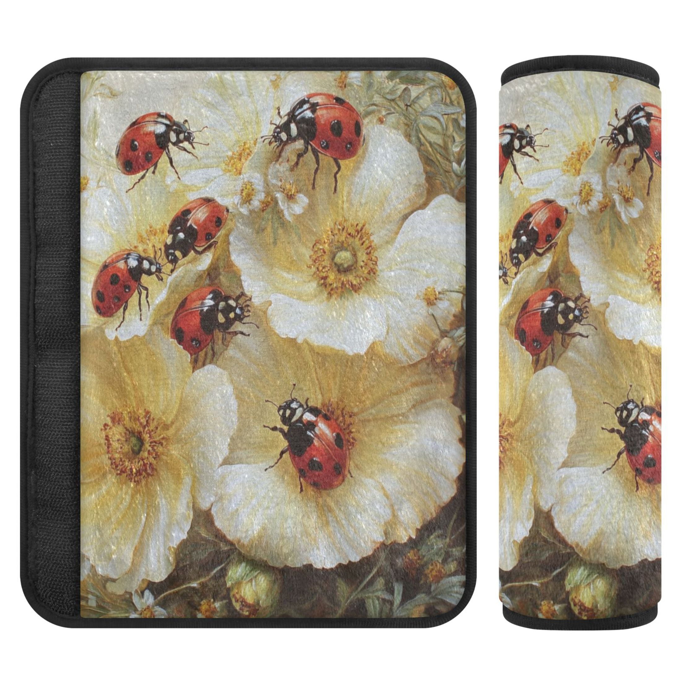 Qxltty Ladybugs Picking Flowers Car Seat Strap Pads are Soft and Snug ...