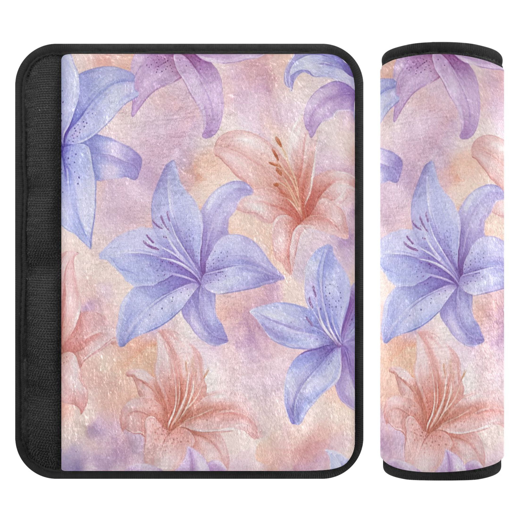 Qxltty Lavender Tones Depicting Blooming Lilies Car Seat Strap Pads are ...
