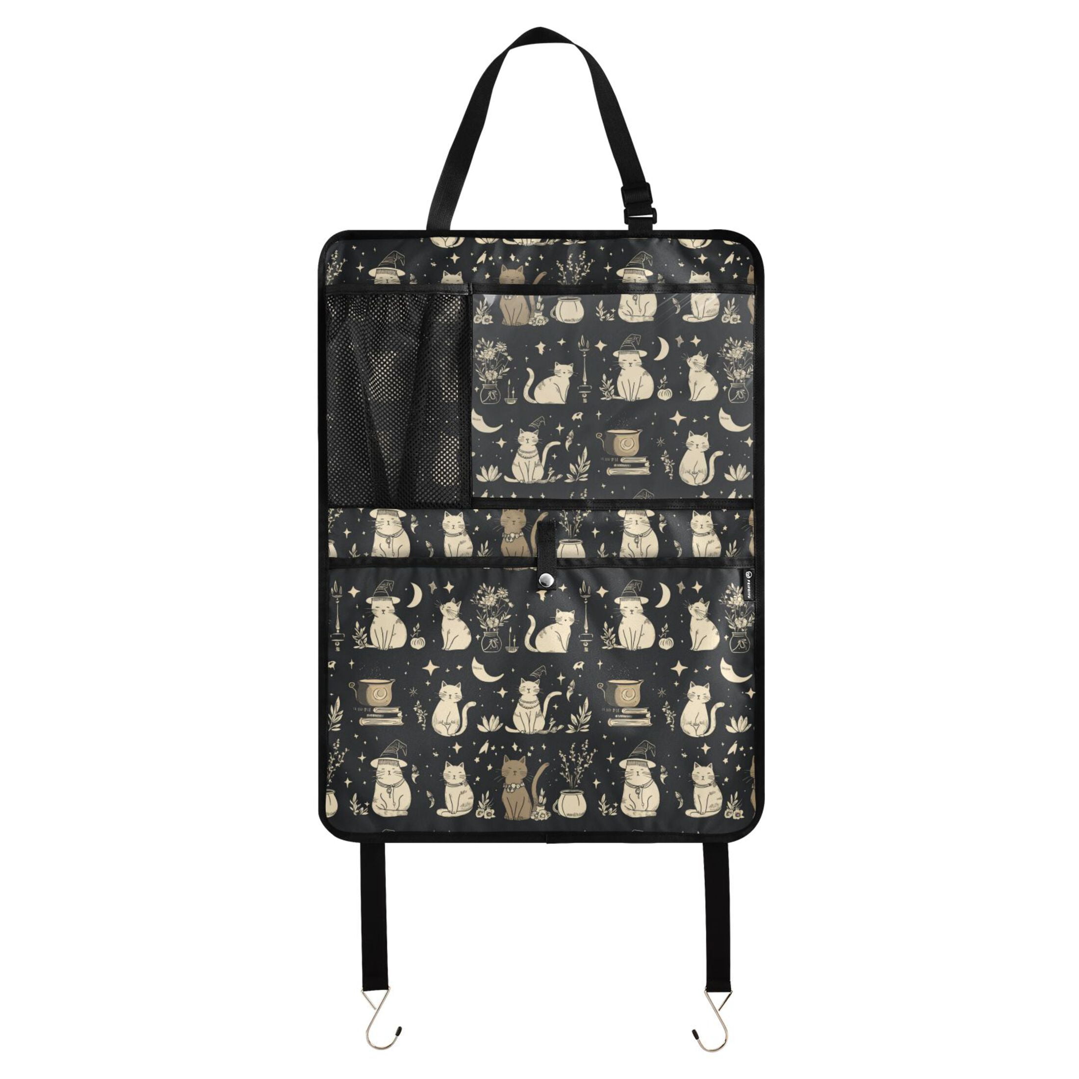 Qxltty Lazy Cat Car Seat Back Protectors 2 pack with 3 Pocket Storage ...