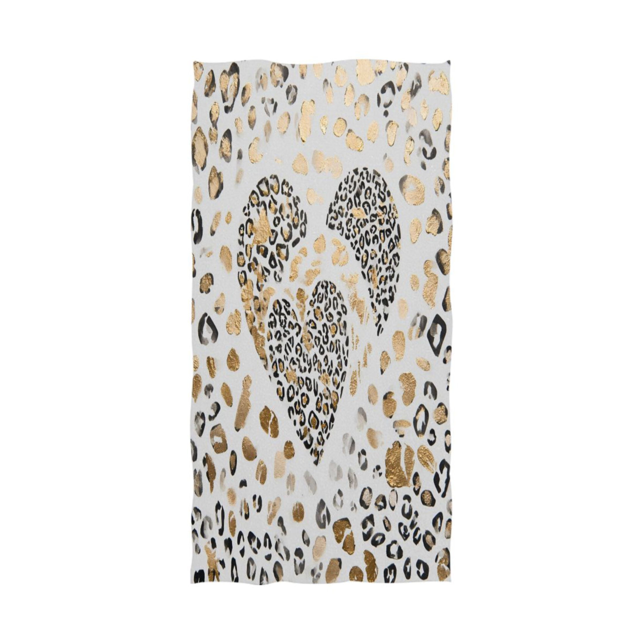 Qxltty Leopard Print Heart Extra Large Bath Towel 32"x64" Super Soft ...