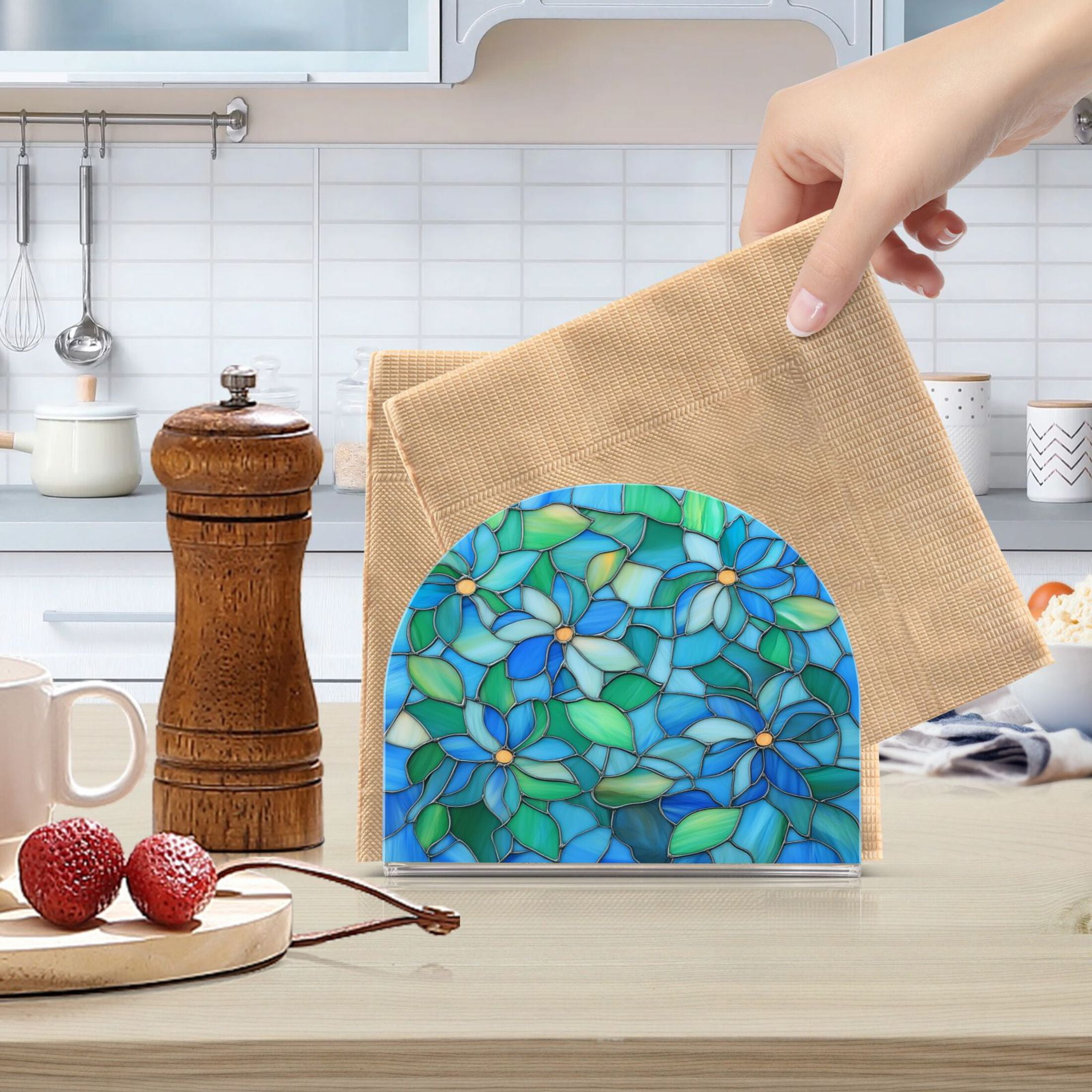 Qxltty Light Blue Green Glass Acrylic Napkin Holder Set of 2 ...