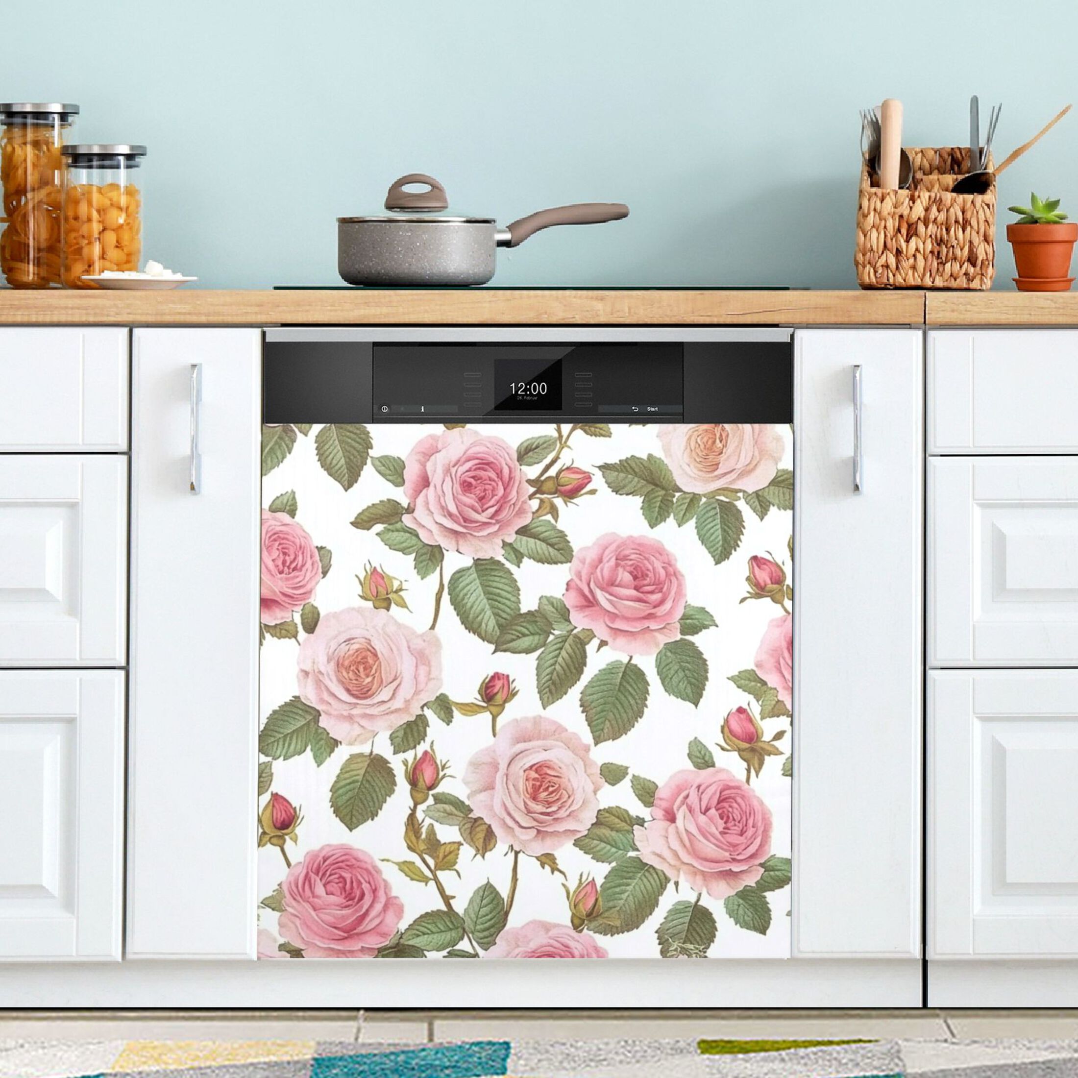 Qxltty Light Pink Rose Magnetic Dishwasher Sticker Refrigerator Cover ...