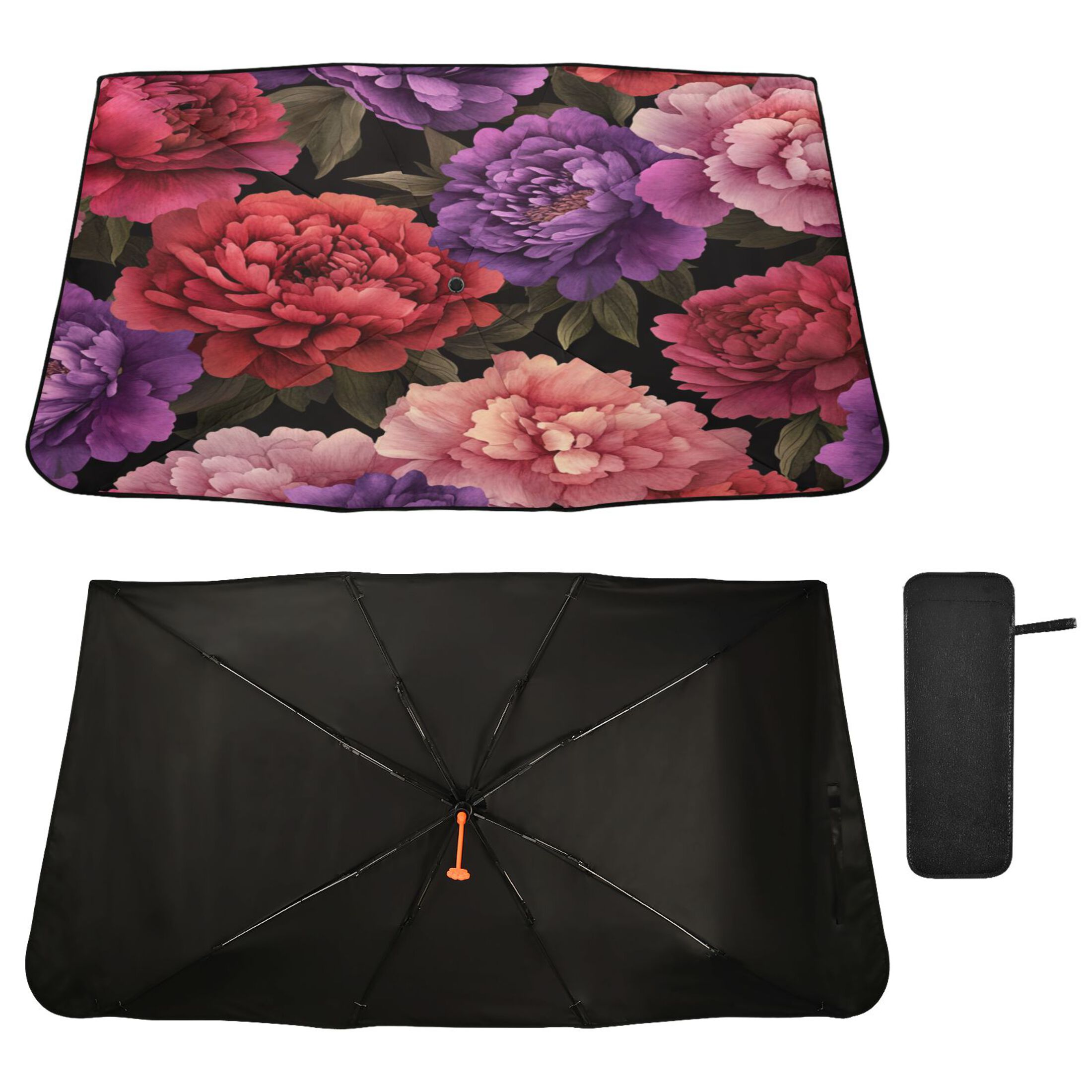 Qxltty Lush Peonies Windshield Sun Shade Umbrella Protect Car from ...