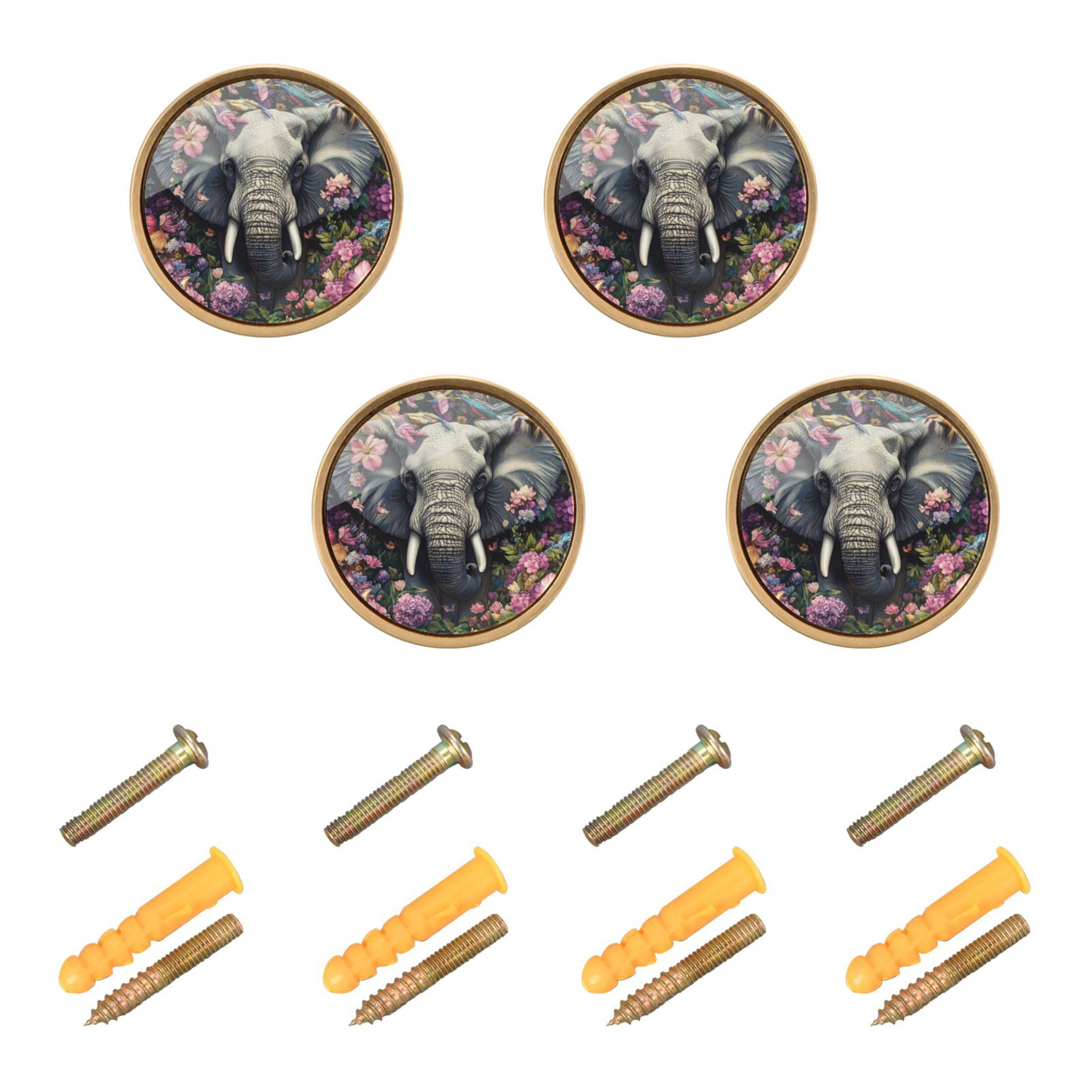 Qxltty Majestic Elephant Cabinet Knobs Kitchen Drawer Knobs Round Door ...