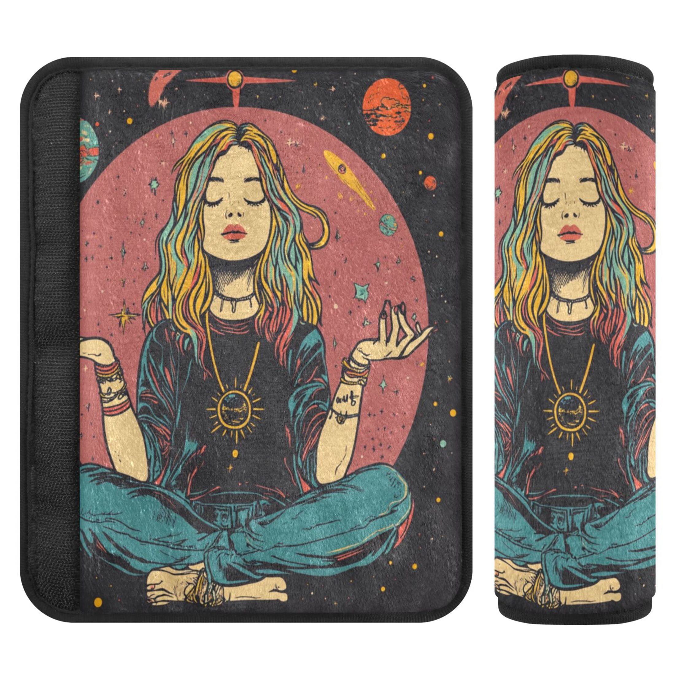 Qxltty Meditating Woman Outer Space Car Seat Strap Pads are Soft and ...