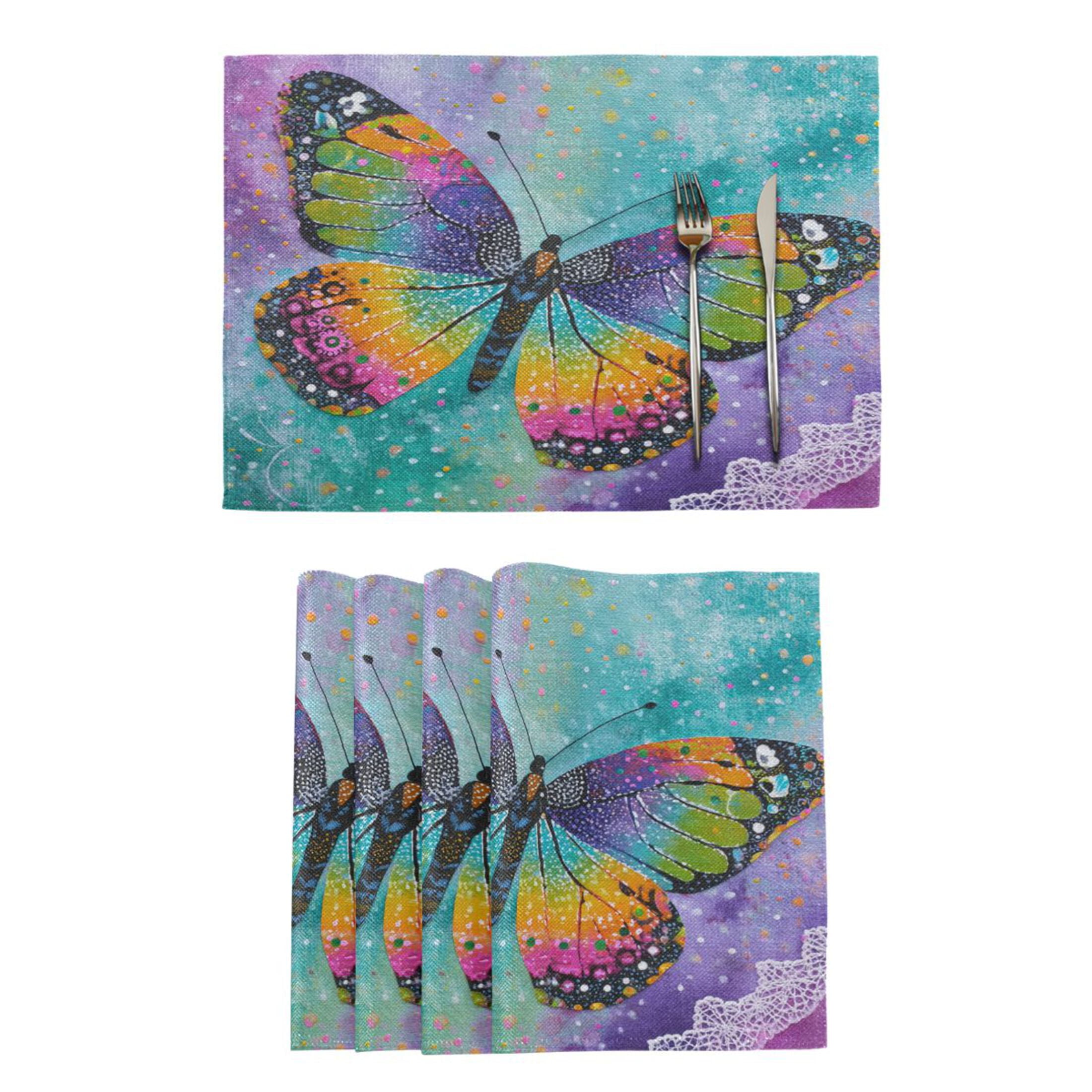 Qxltty Monarch Butterfly Placemats Set of 4 Heat Resistant Non-Slip ...