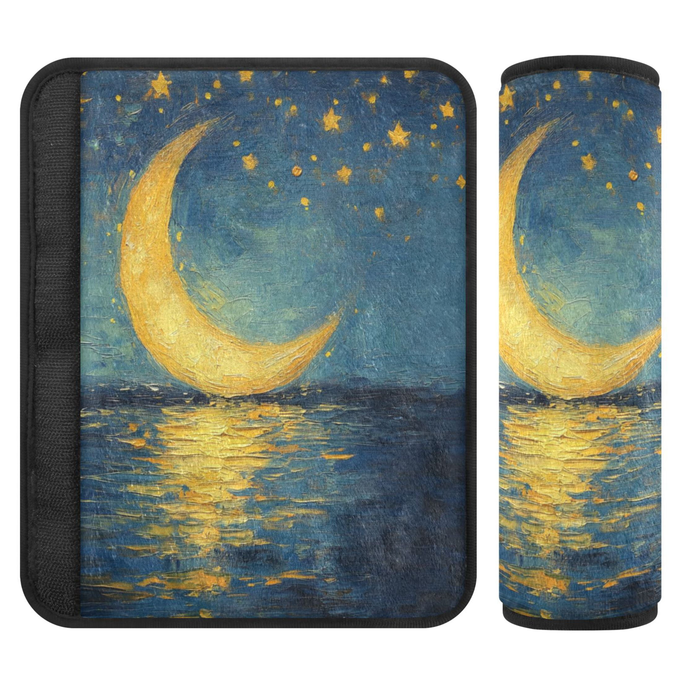 Qxltty Moon Stars Oil Painting Pattern Car Seat Strap Pads are Soft and ...