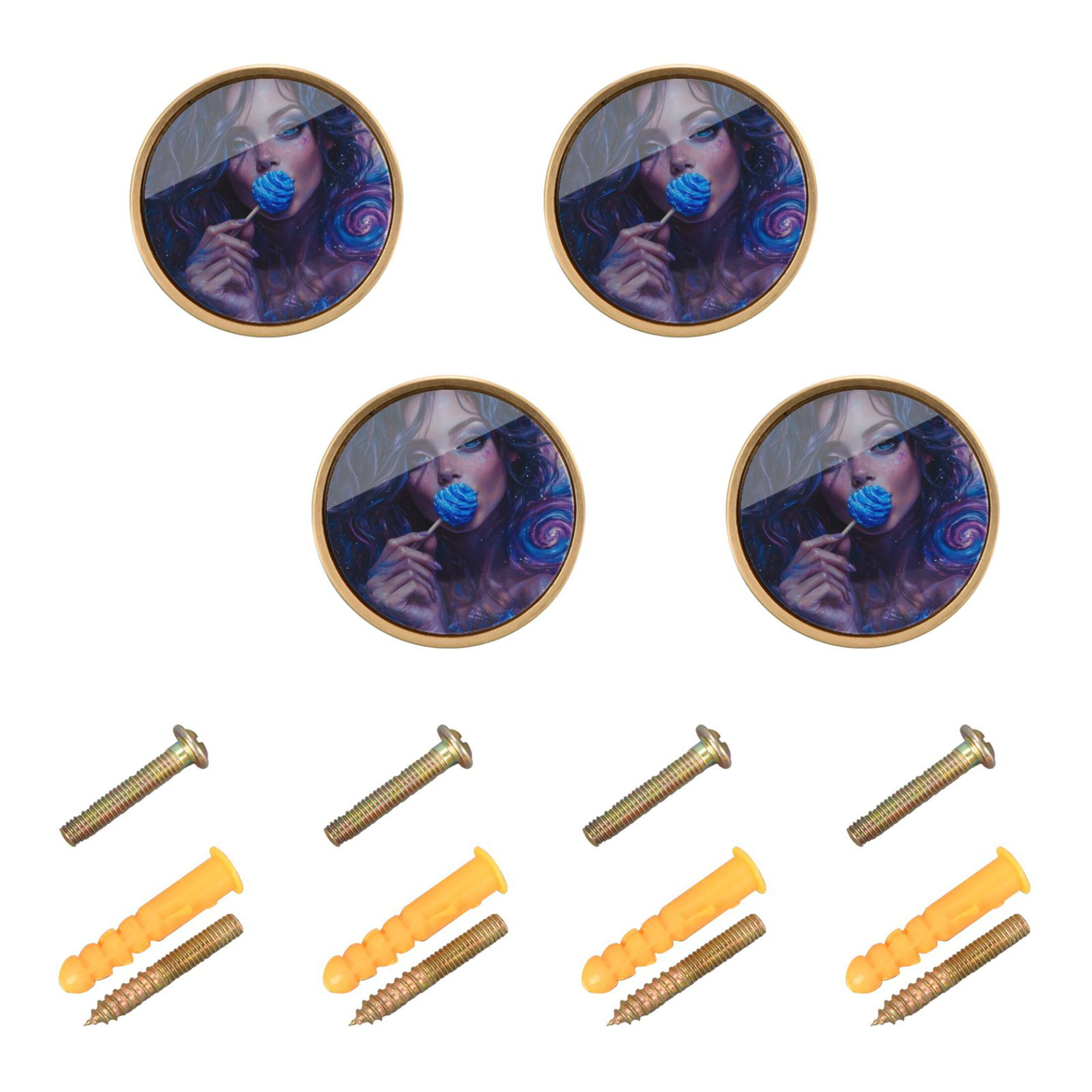 Qxltty Mystery Woman Cabinet Knobs Kitchen Drawer Knobs Round Door ...