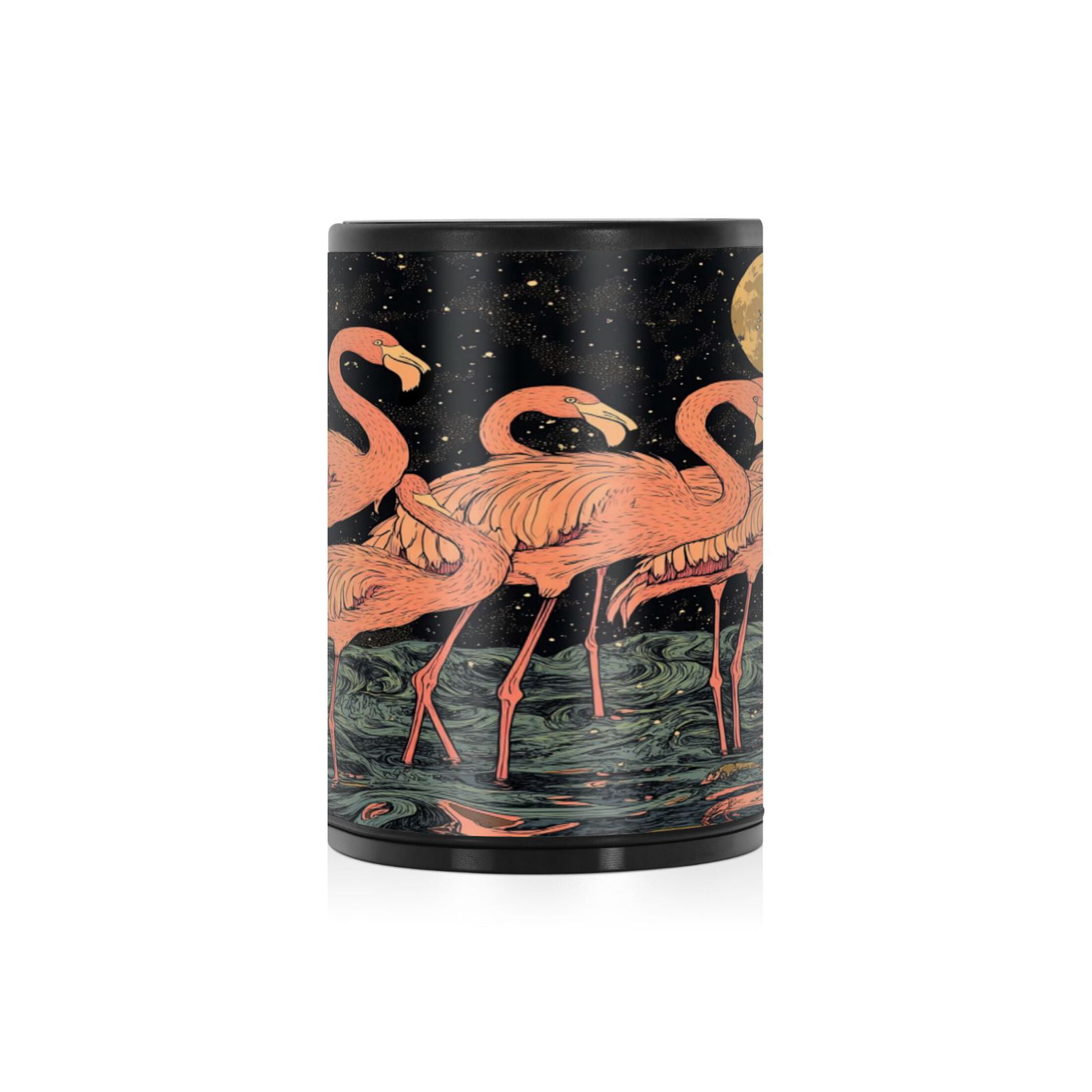 Qxltty Night Sky Flamingo Pattern Car Ashtray Press Spring-loaded ...