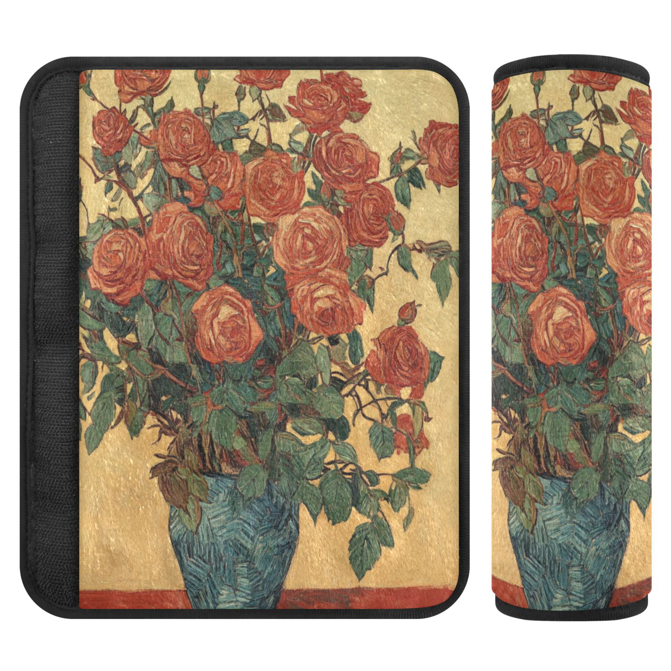 Qxltty Oil Painting Patterns for Red Rose Pots Car Seat Strap Pads are ...