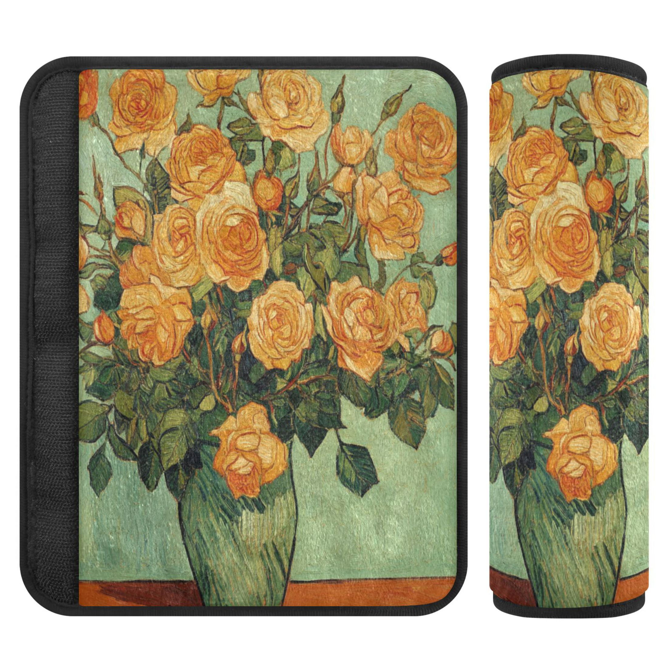 Qxltty Oil Painting Patterns for Yellow Rose Pots Car Seat Strap Pads ...