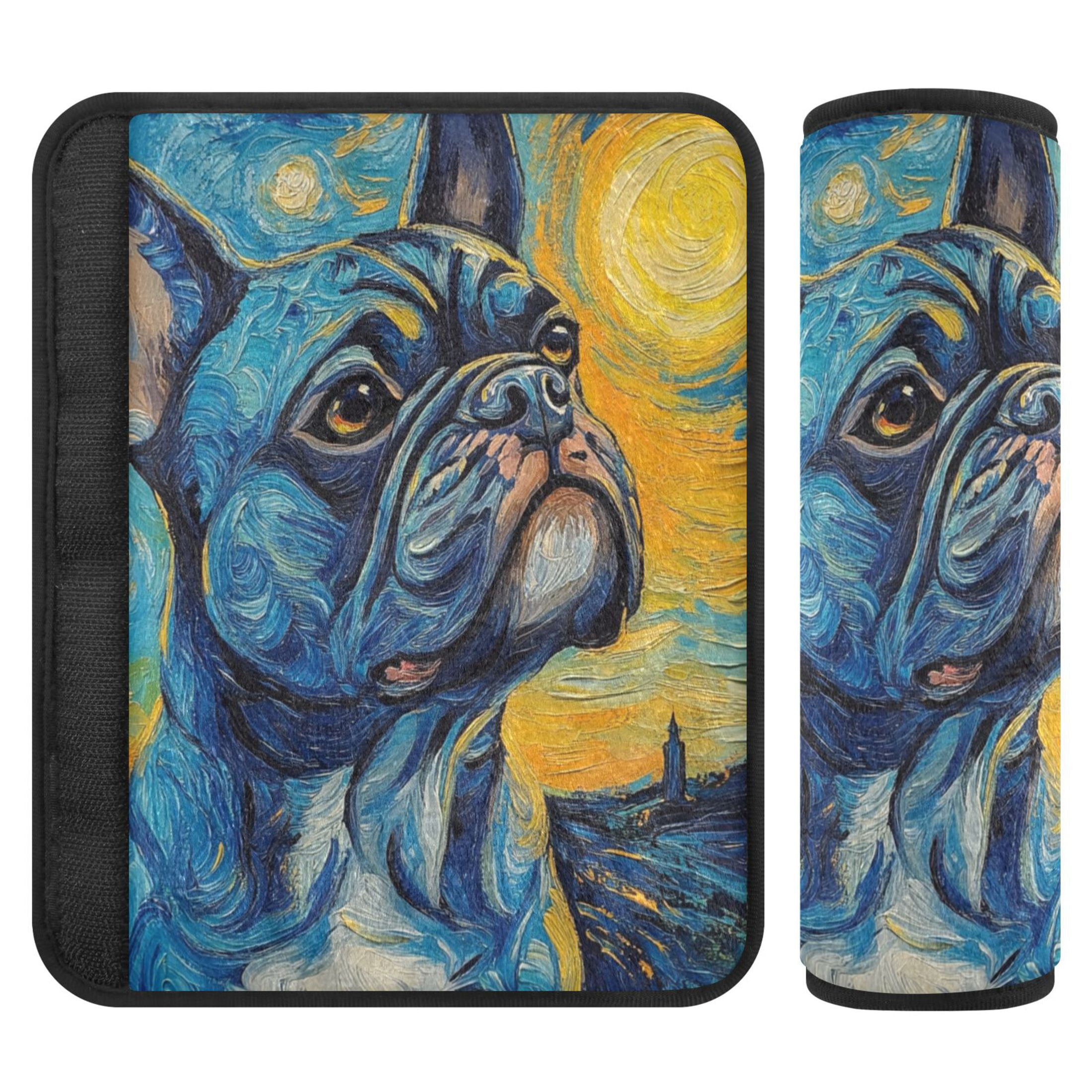 Qxltty Oil Painting Styles Bulldog Car Seat Strap Pads are Soft and ...