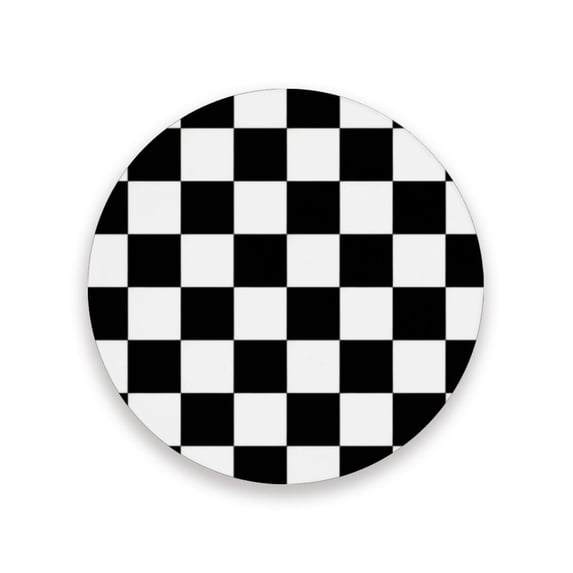 Qxltty One Pcs Drink Coasters Black and White Checkered Ceramic Round ...