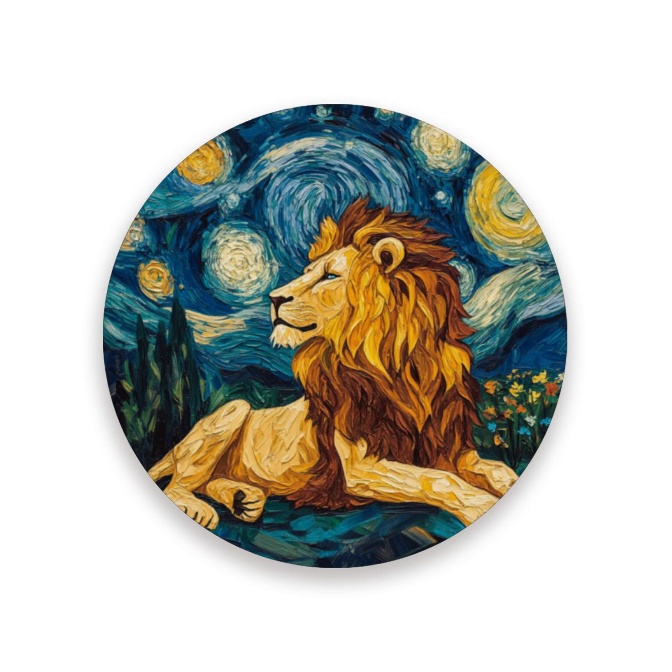 Qxltty One Pcs Drink Coasters Golden Lion King Ceramic Round Coaster ...