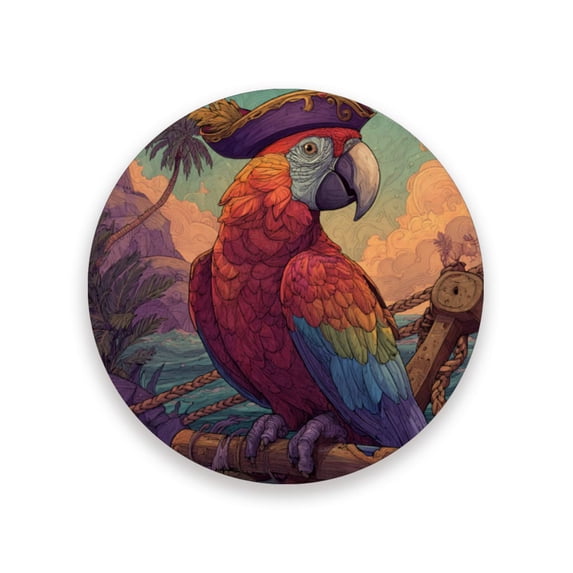 Qxltty One Pcs Drink Coasters Pirate Parrot Ceramic Round Coaster ...