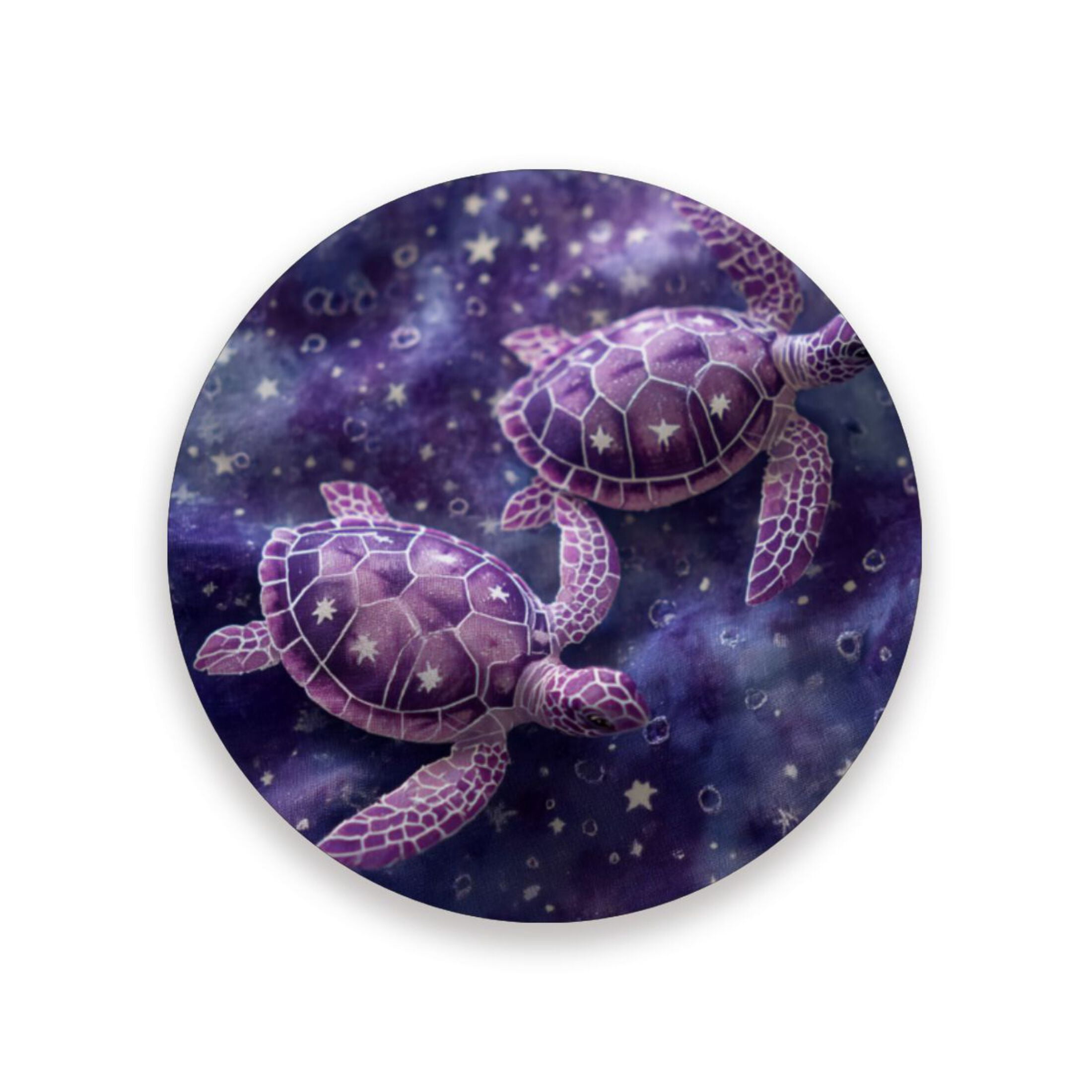Qxltty One Pcs Drink Coasters Purple Sea Turtles Ceramic Round Coaster ...