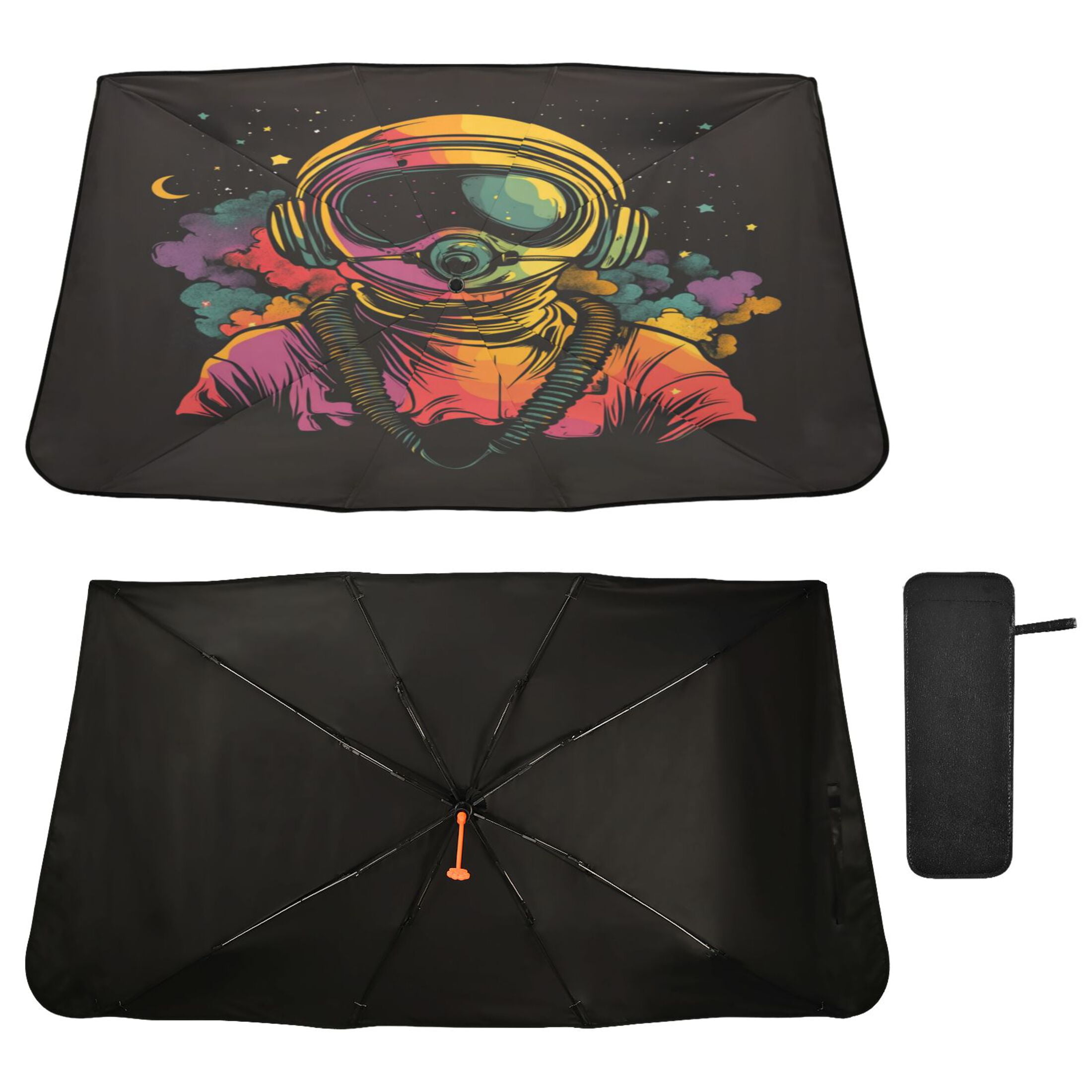 Qxltty Outer Space Astronauts Pattern Windshield Sun Shade Umbrella ...