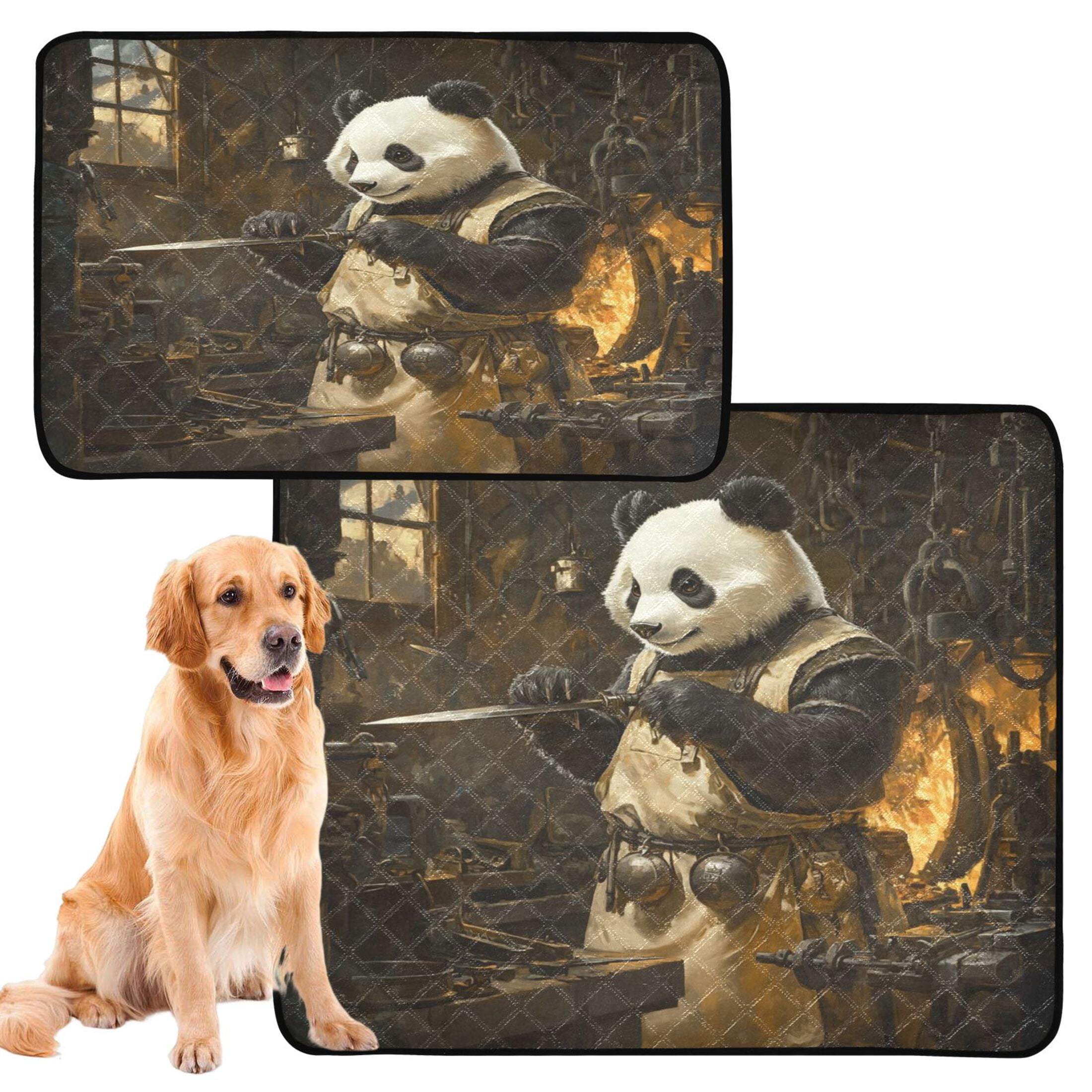 Qxltty Panda Enjoying The Illustration Of Iron Sword Cat litter Pads ...
