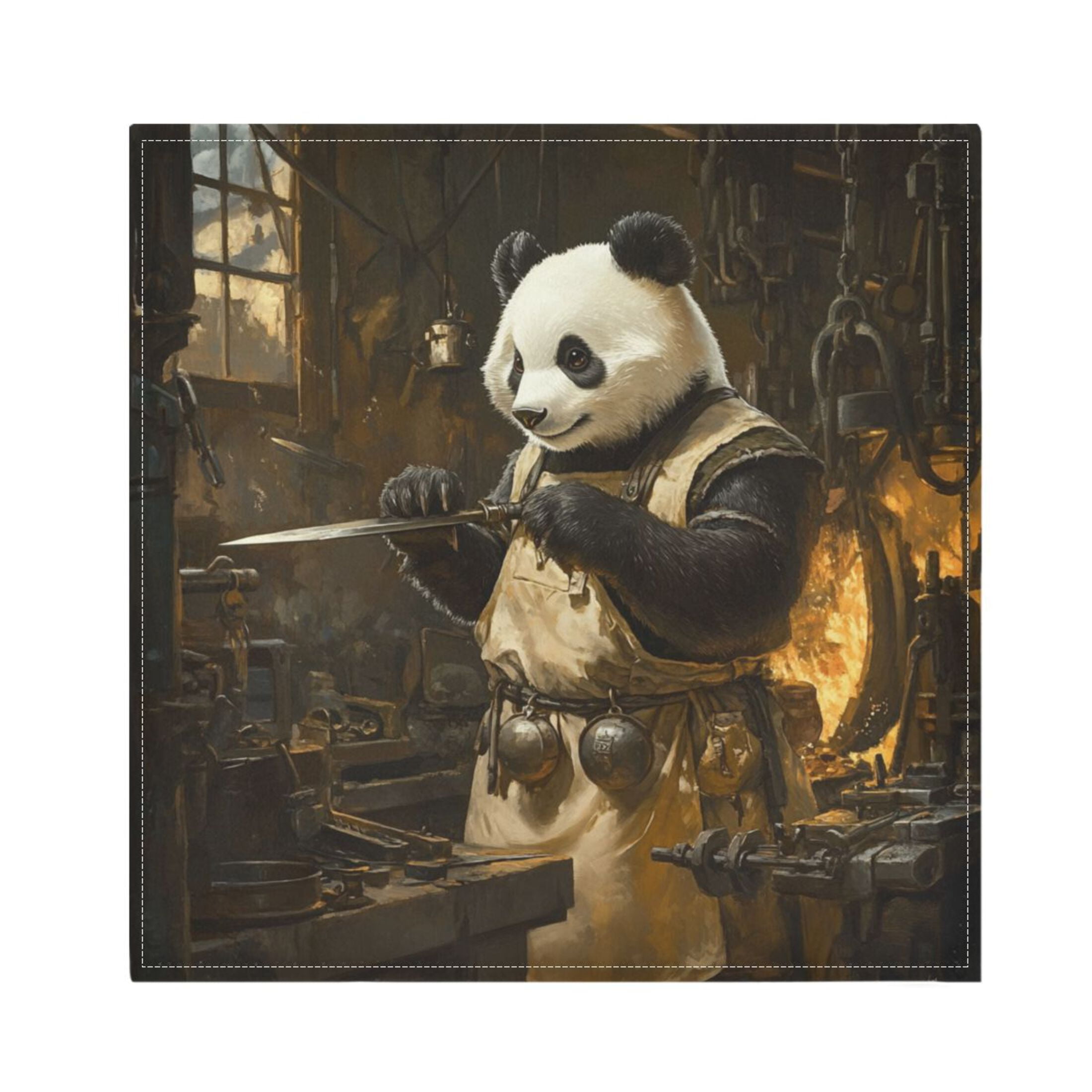 Qxltty Panda Enjoying The Illustration Of Iron Sword Napkins 20×20in ...
