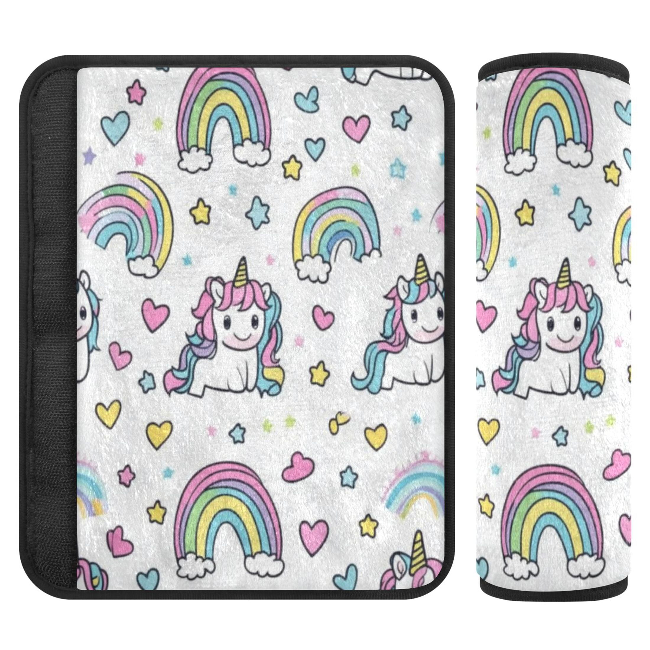Qxltty Pattern with Cute Unicorns and Rainbows Car Seat Strap Pads are ...