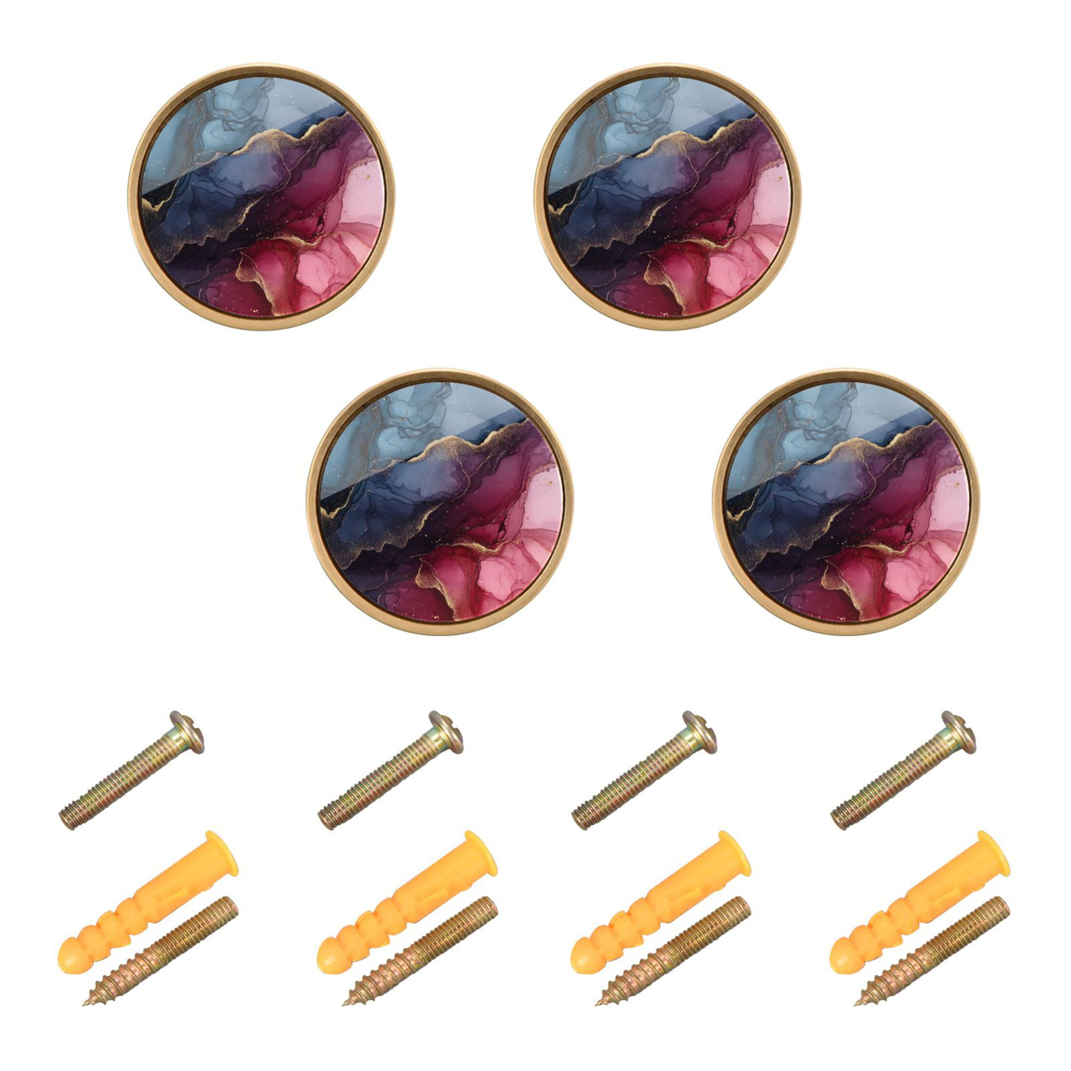 Qxltty Pink Gilt Pattern Cabinet Knobs Kitchen Drawer Knobs Round Door ...