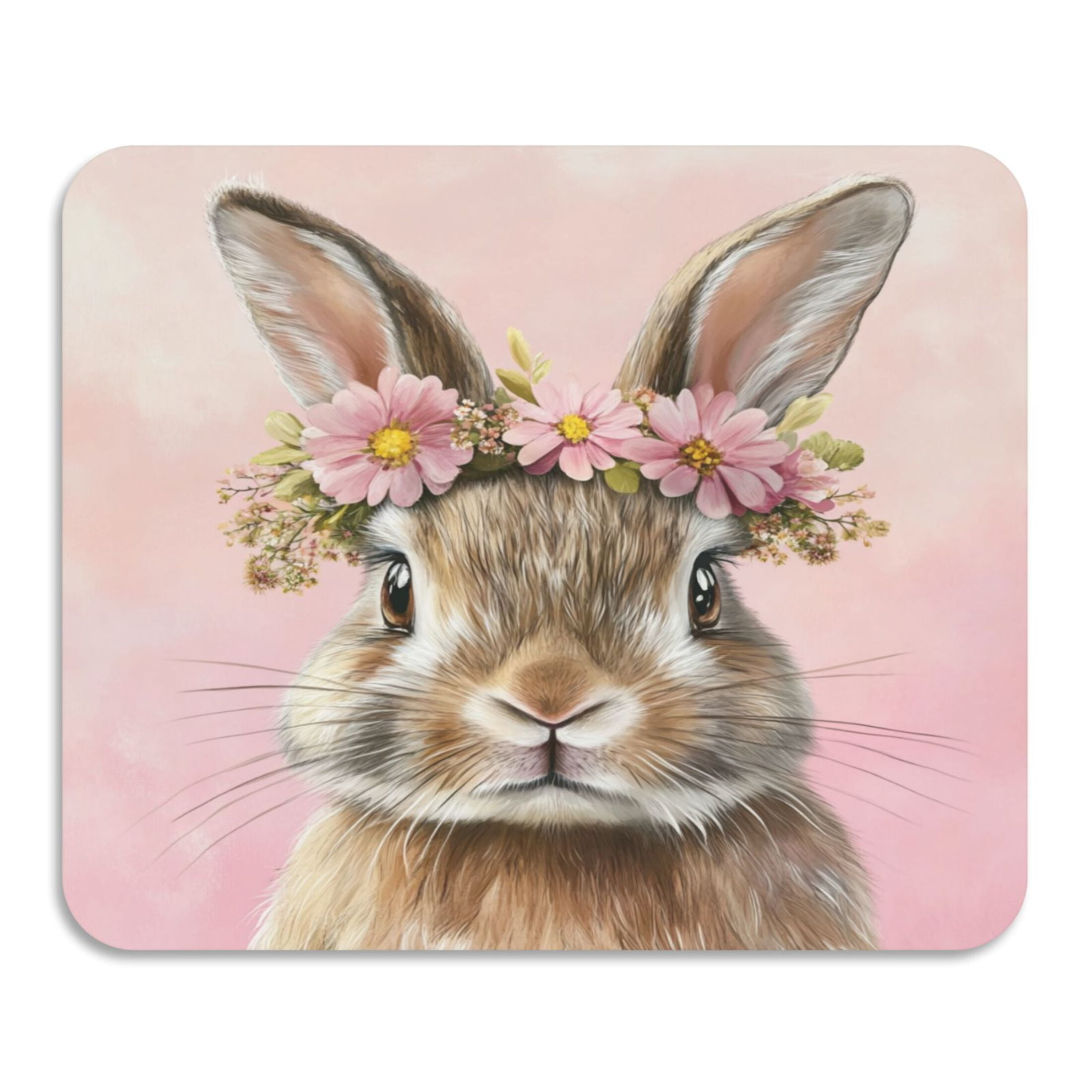 Qxltty Pink Wreath Bunny Dish Drying Mat Coffee Bar Mats Rubber Backed ...