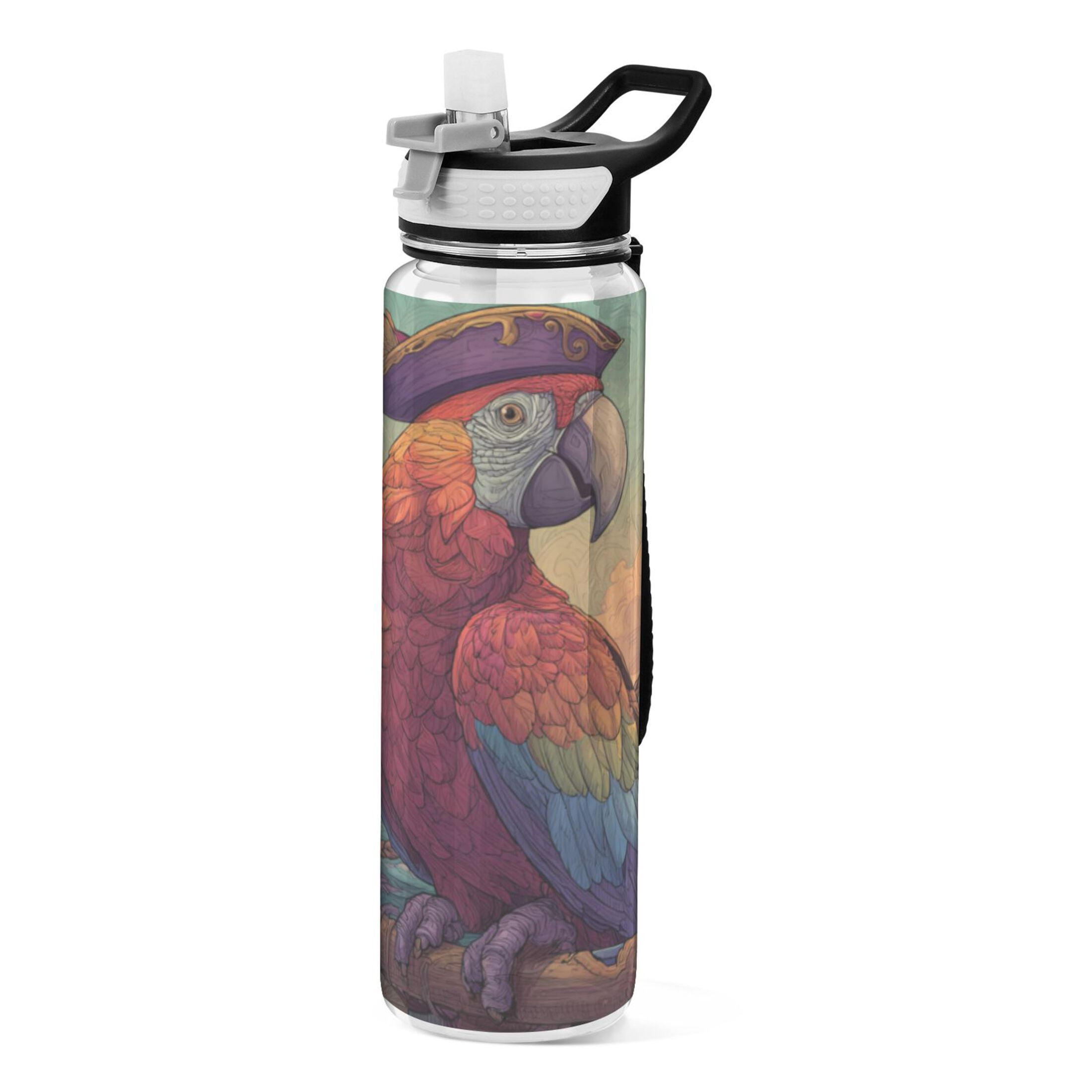 Qxltty Pirate Parrot Water Bottle 32 oz with Straw BPA Free Reusable ...