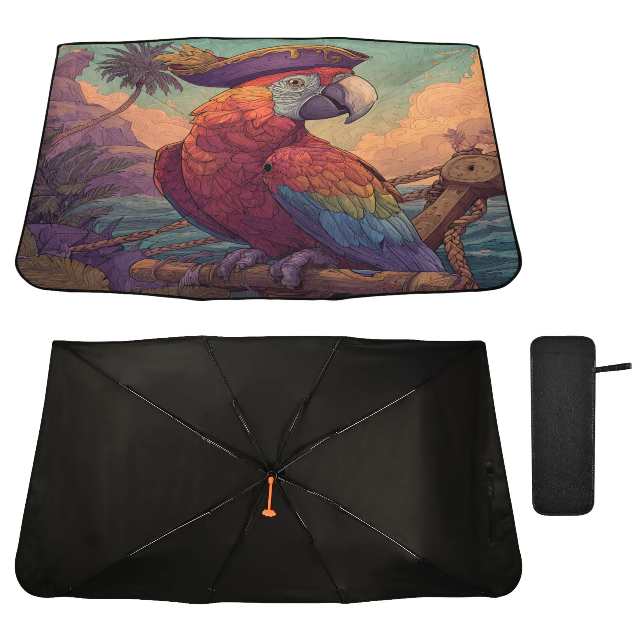 Qxltty Pirate Parrot Windshield Sun Shade Umbrella Protect Car from ...
