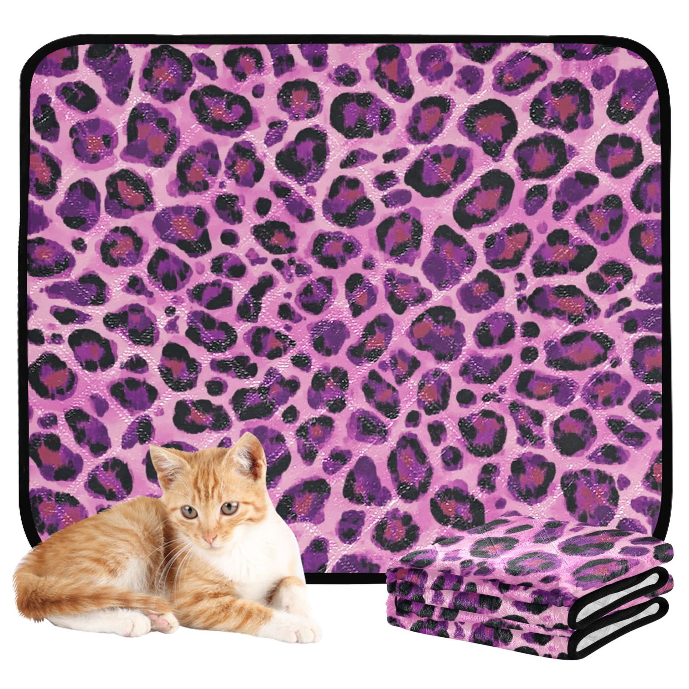 Qxltty Purple Leopard Print Cat litter Pads Pet Set of 3 Diaper Mats ...