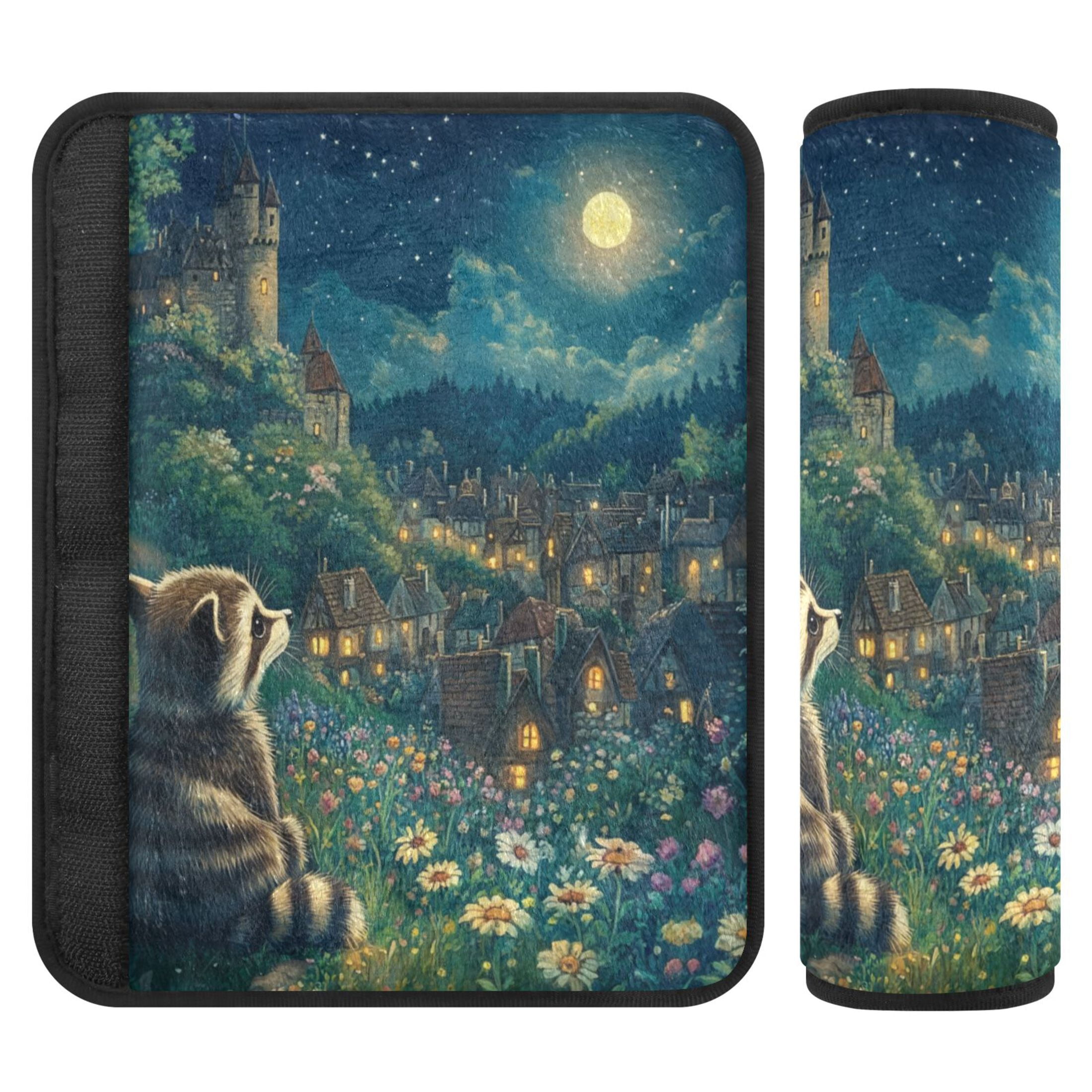 Qxltty Raccoon Journey Car Seat Strap Pads are Soft and Snug Fitting ...