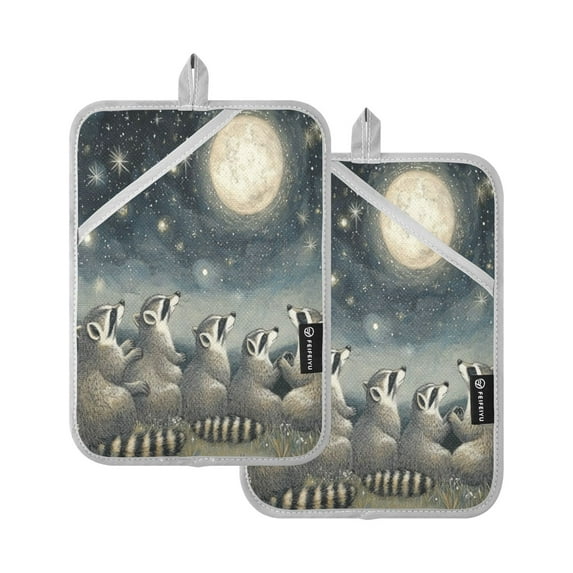 Qxltty Raccoon Watching The Moon Oven Mitts 2-Pack Heat Resistant ...