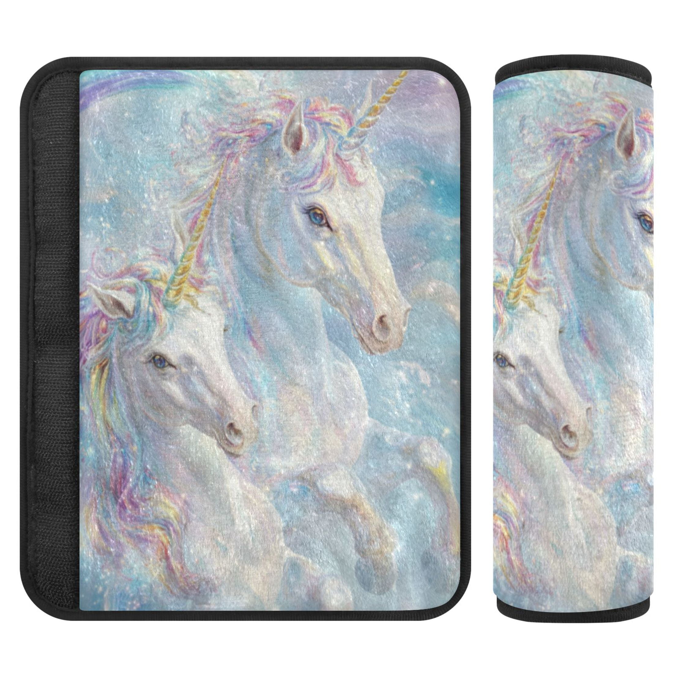Qxltty Rainbow Unicorns Car Seat Strap Pads are Soft and Snug Fitting ...