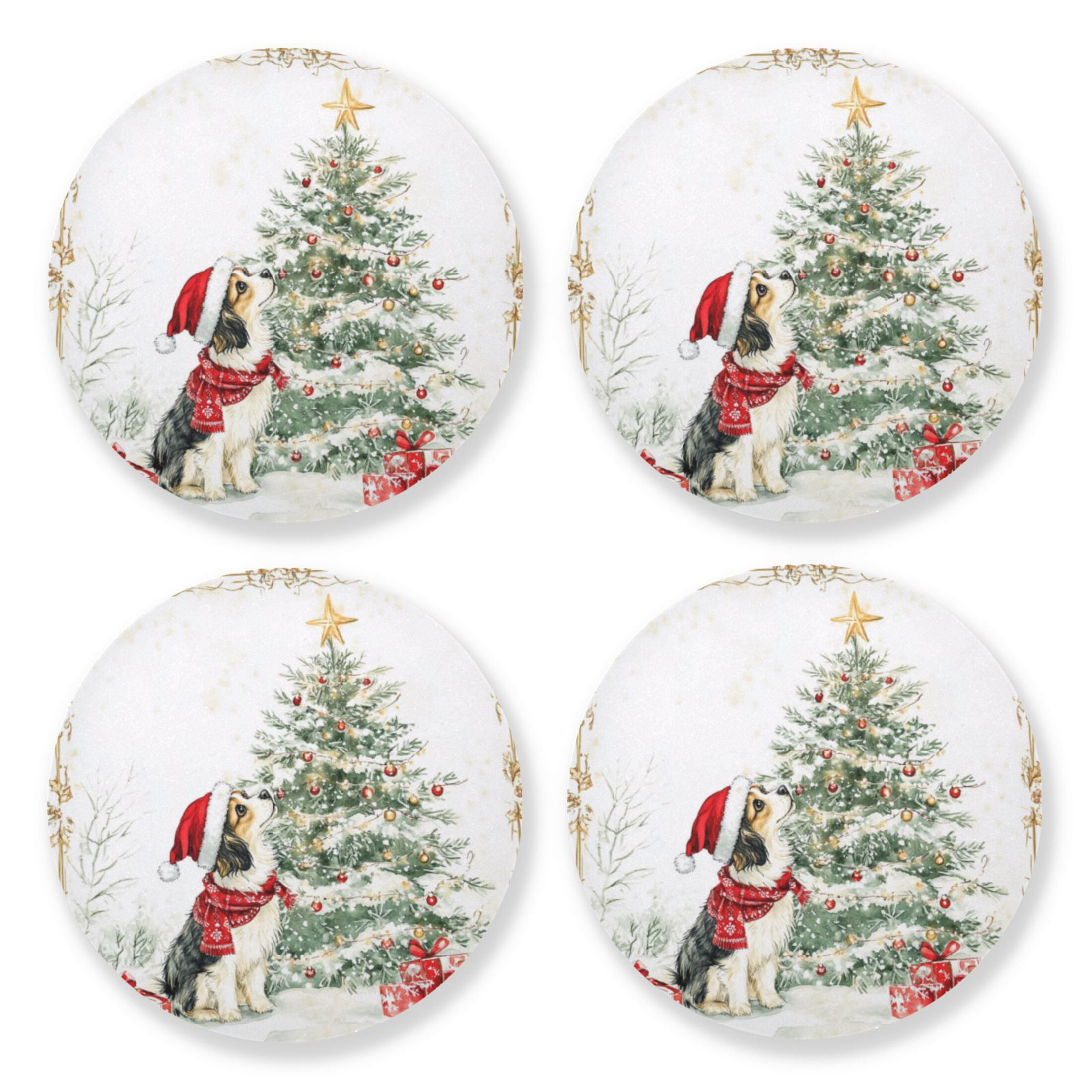 Qxltty Red Hat Puppy Wooden Coasters Set of 4 Fun and Practical ...