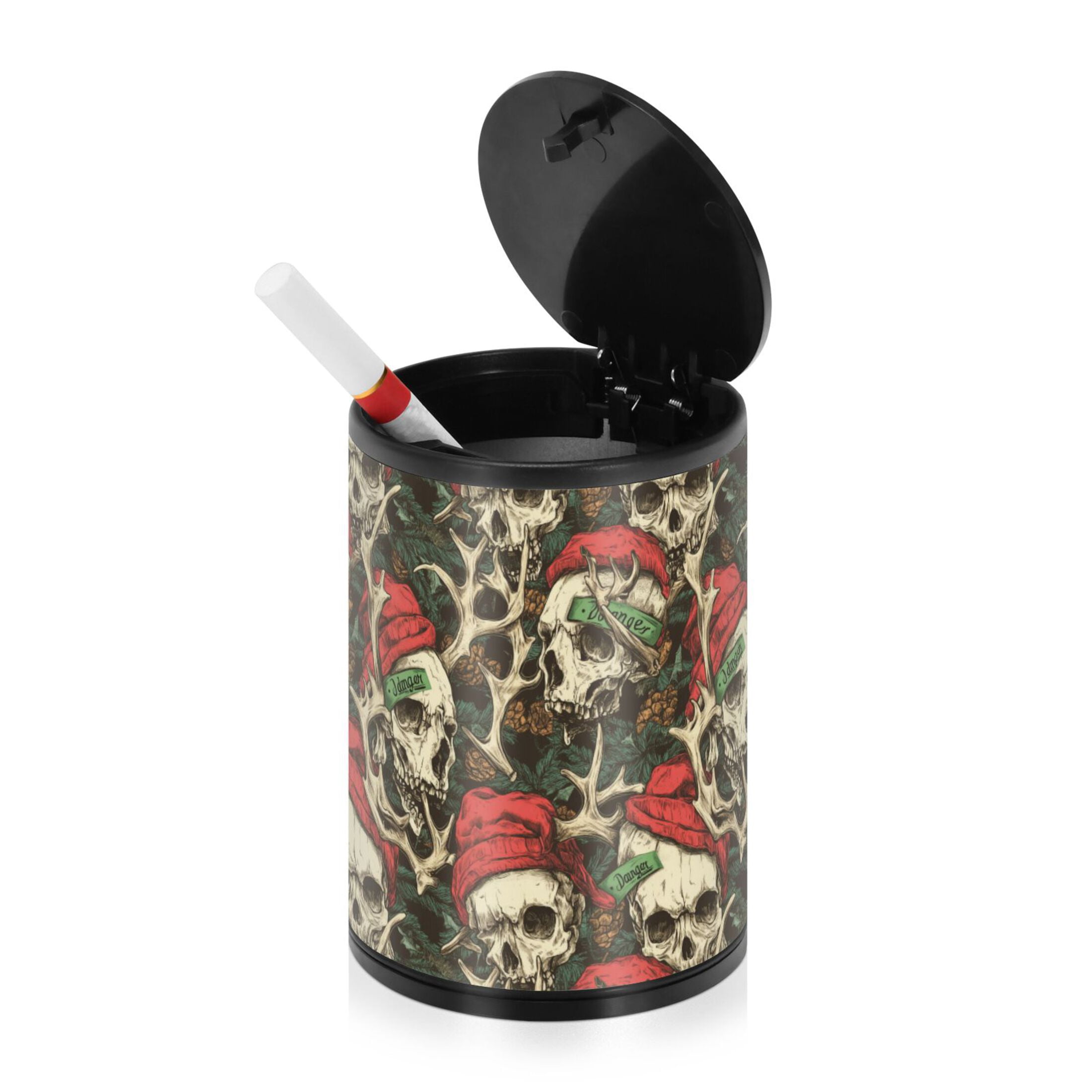 Qxltty Red Hat Skull Car Ashtray Press Spring-loaded Switch for ...