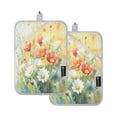 Qxltty Red and White Wildflowers Oven Mitts 2-Pack Heat Resistant ...