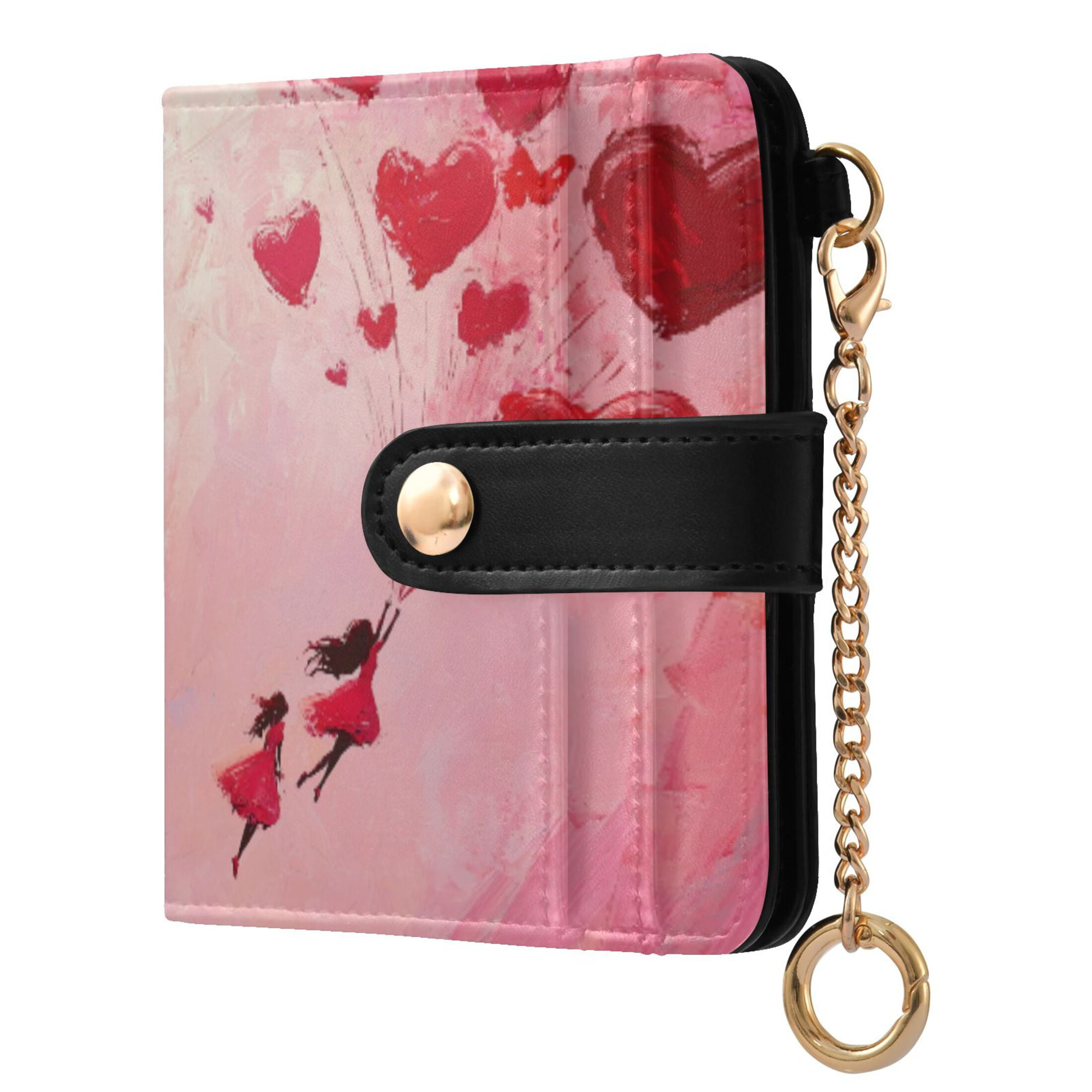 Qxltty Release Red Heart Balloon Ladies Wallet Rfid Slim Thin Compact ...