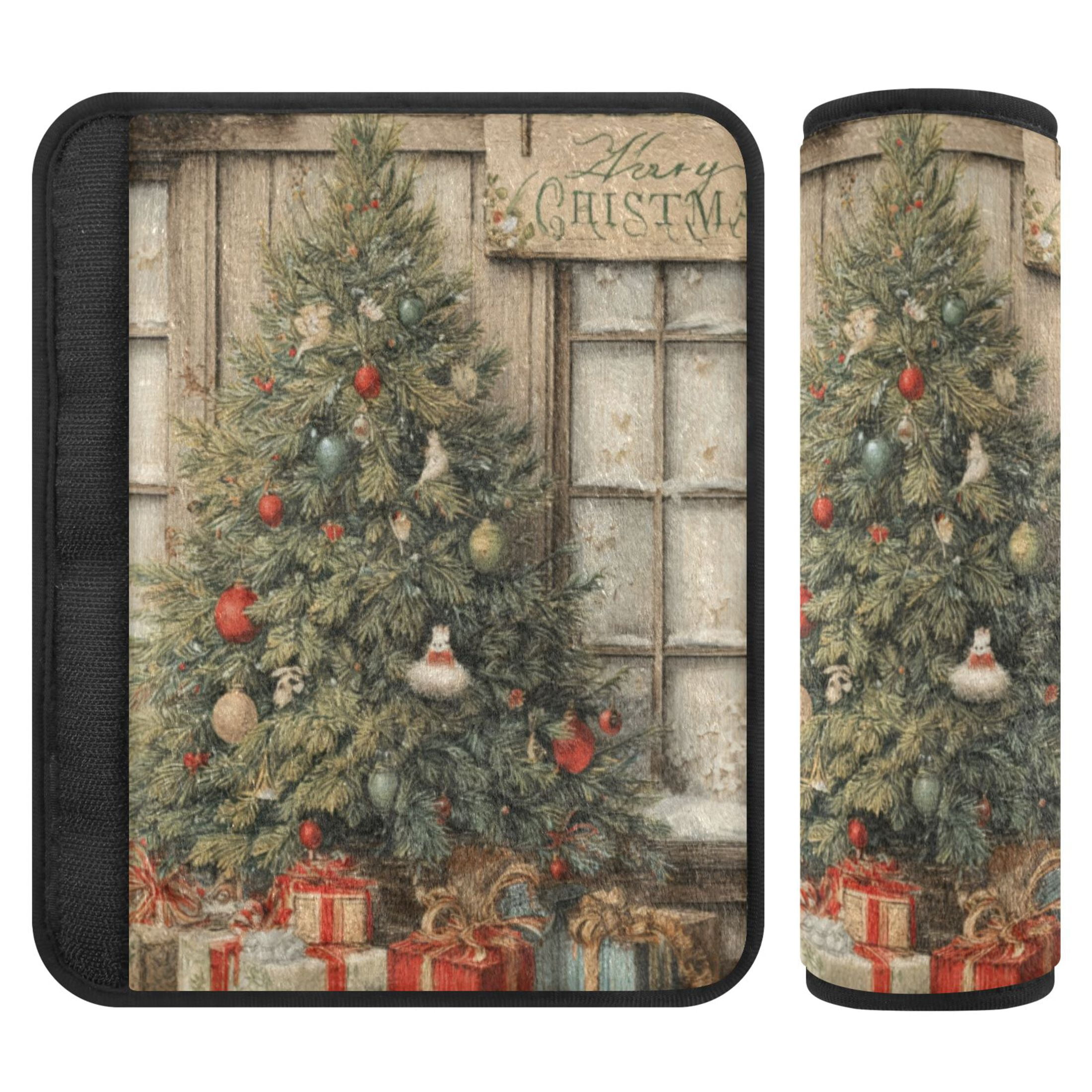 Qxltty Retro Christmas Tree Car Seat Strap Pads are Soft and Snug ...
