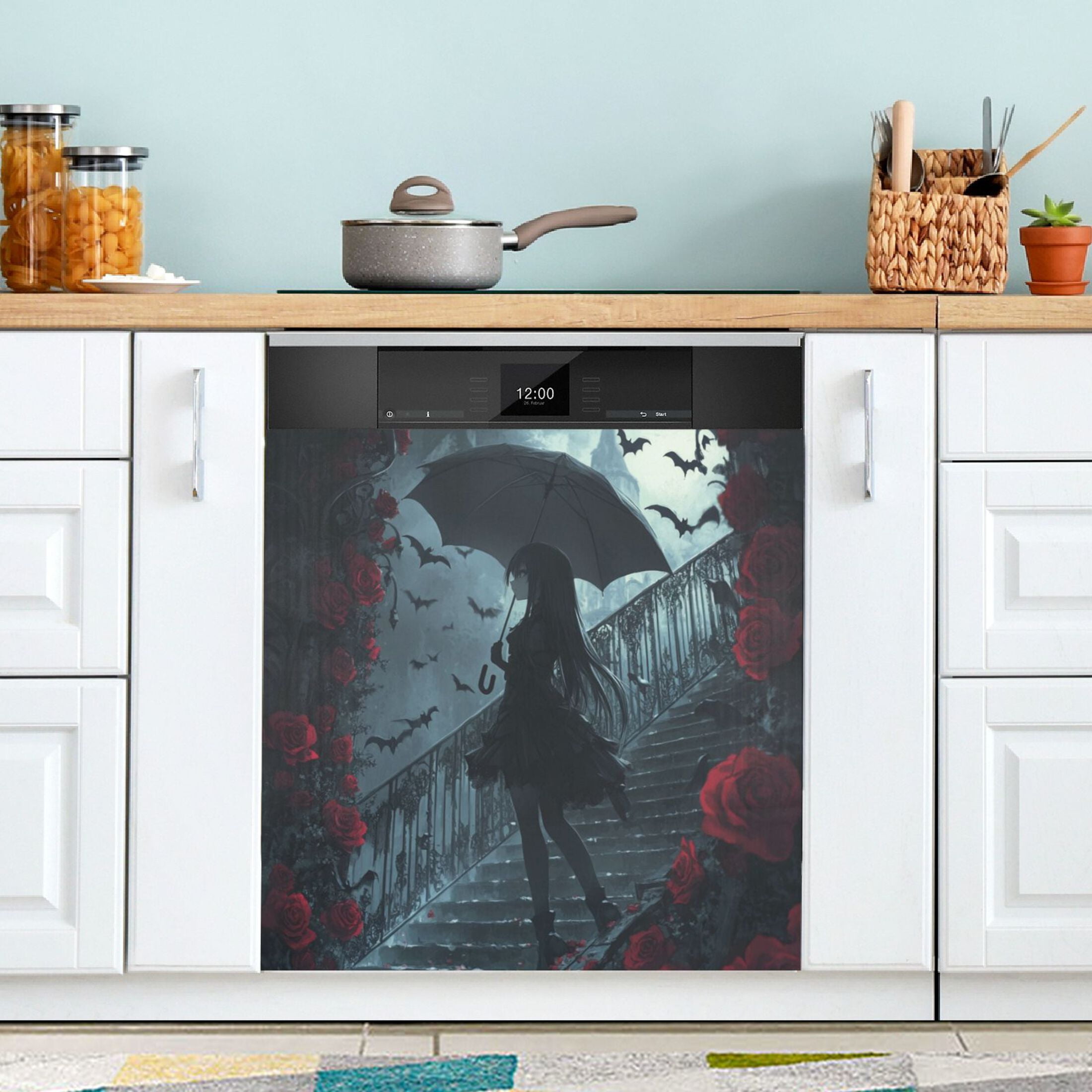 Qxltty Rose Castle Magnetic Dishwasher Sticker Refrigerator Cover ...