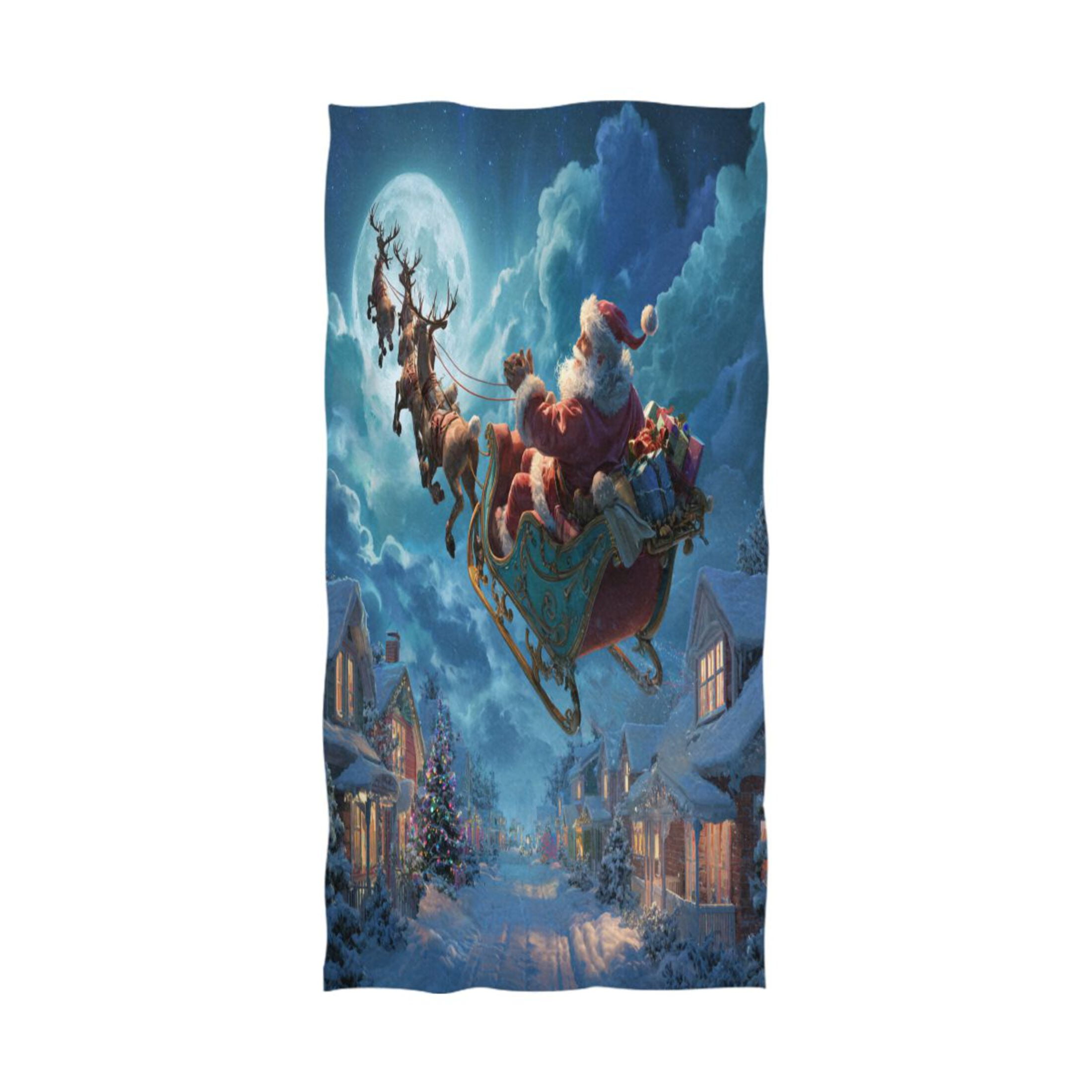 Qxltty Santa Sleigh Extra Large Bath Towel 32"x64" Super Soft Highly ...