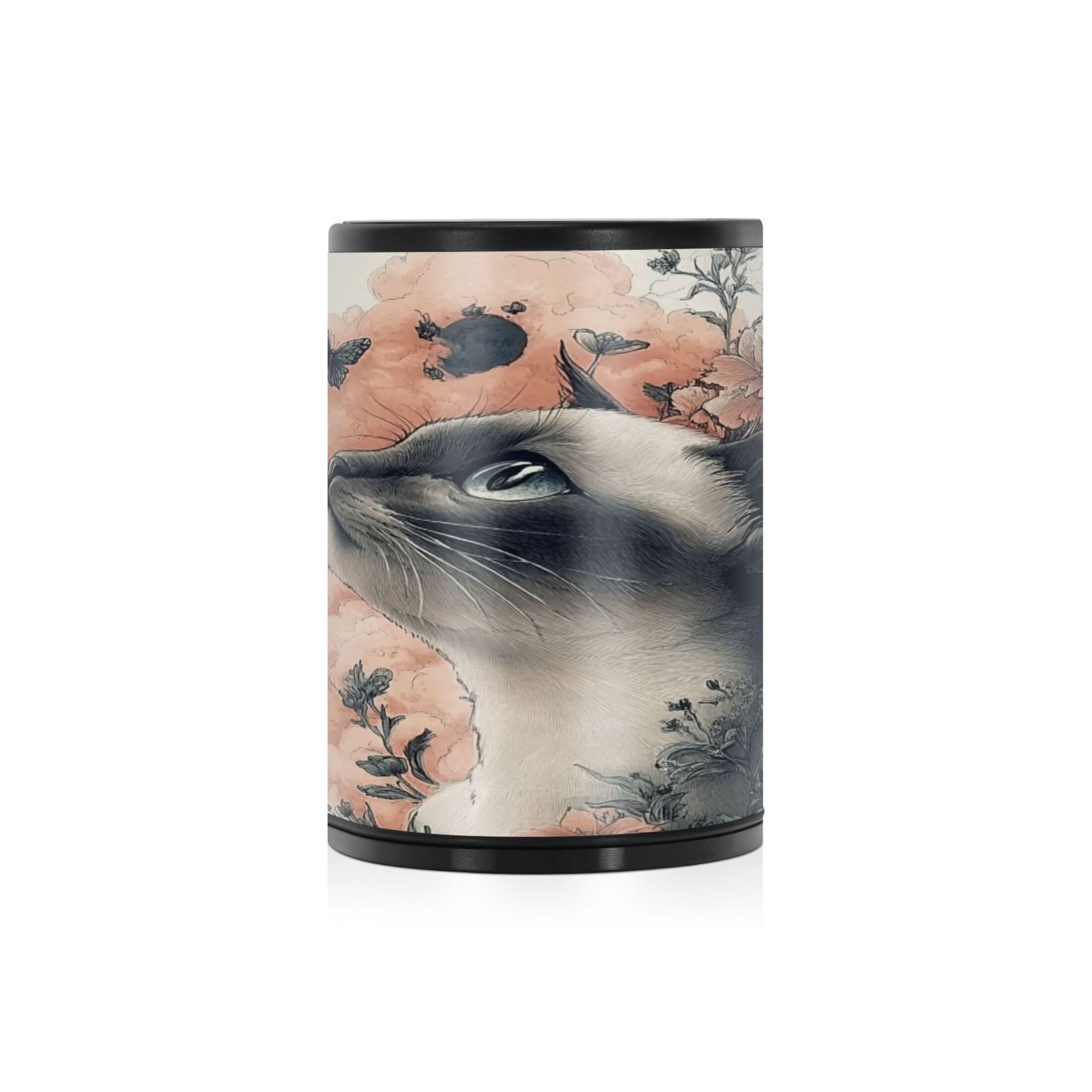 Qxltty Siamese Cat with Flower Car Ashtray Press Spring-loaded Switch ...
