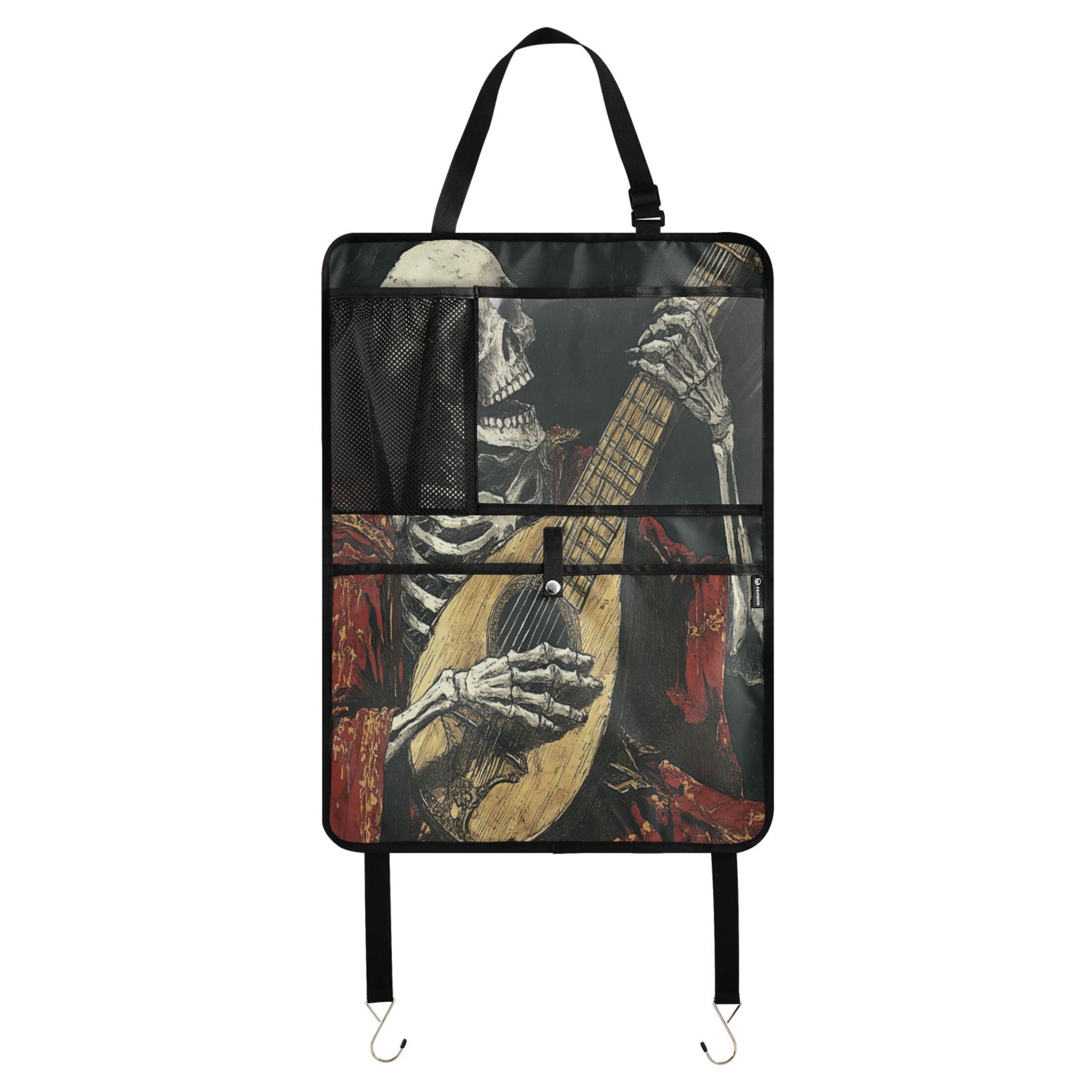 Qxltty Skeleton Playing The Lute Car Seat Back Protectors 2 pack with 3 ...