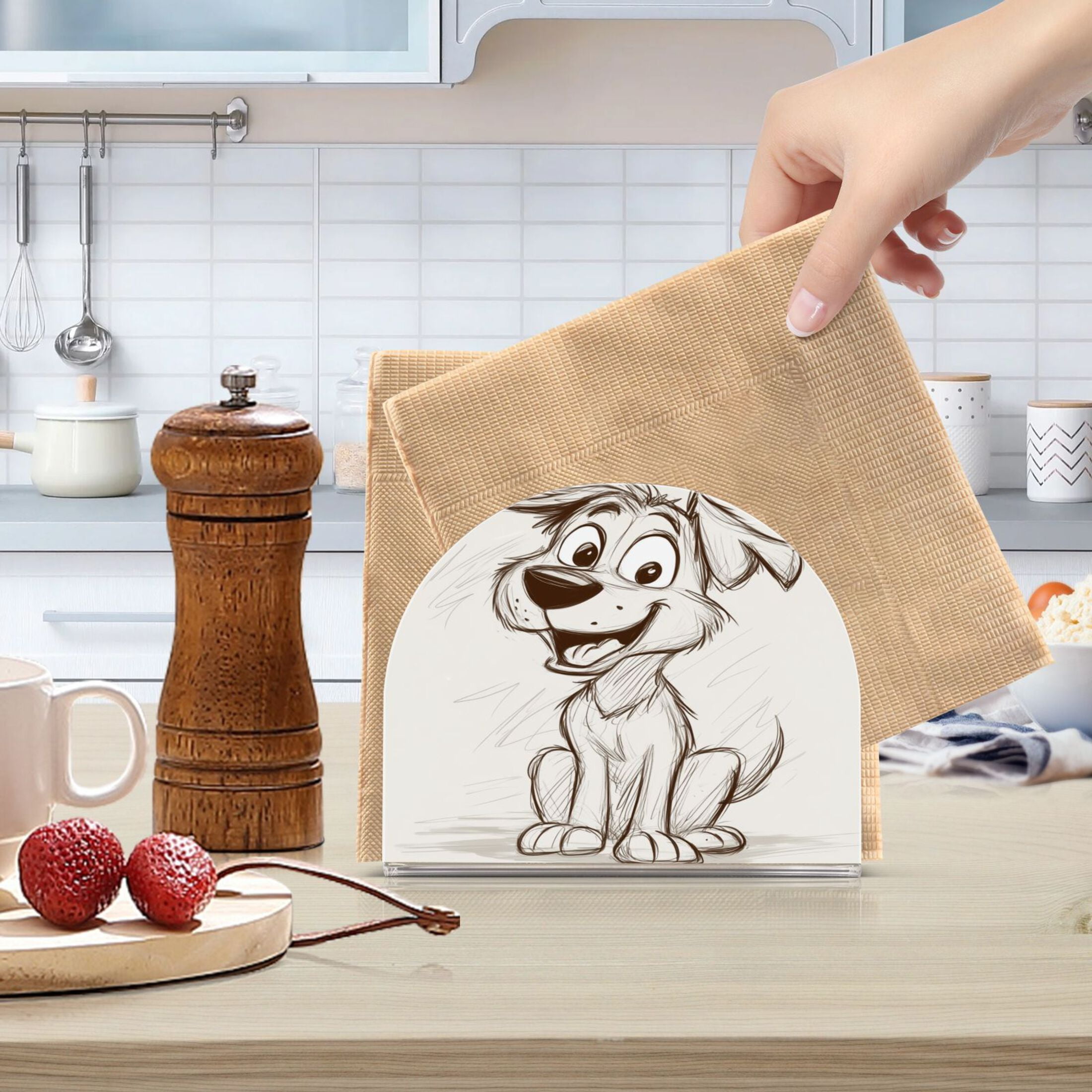 Qxltty Sketch Of A Dog Acrylic Napkin Holder Set of 1 Transparent Dining Table Kitchen Cafeteria ...