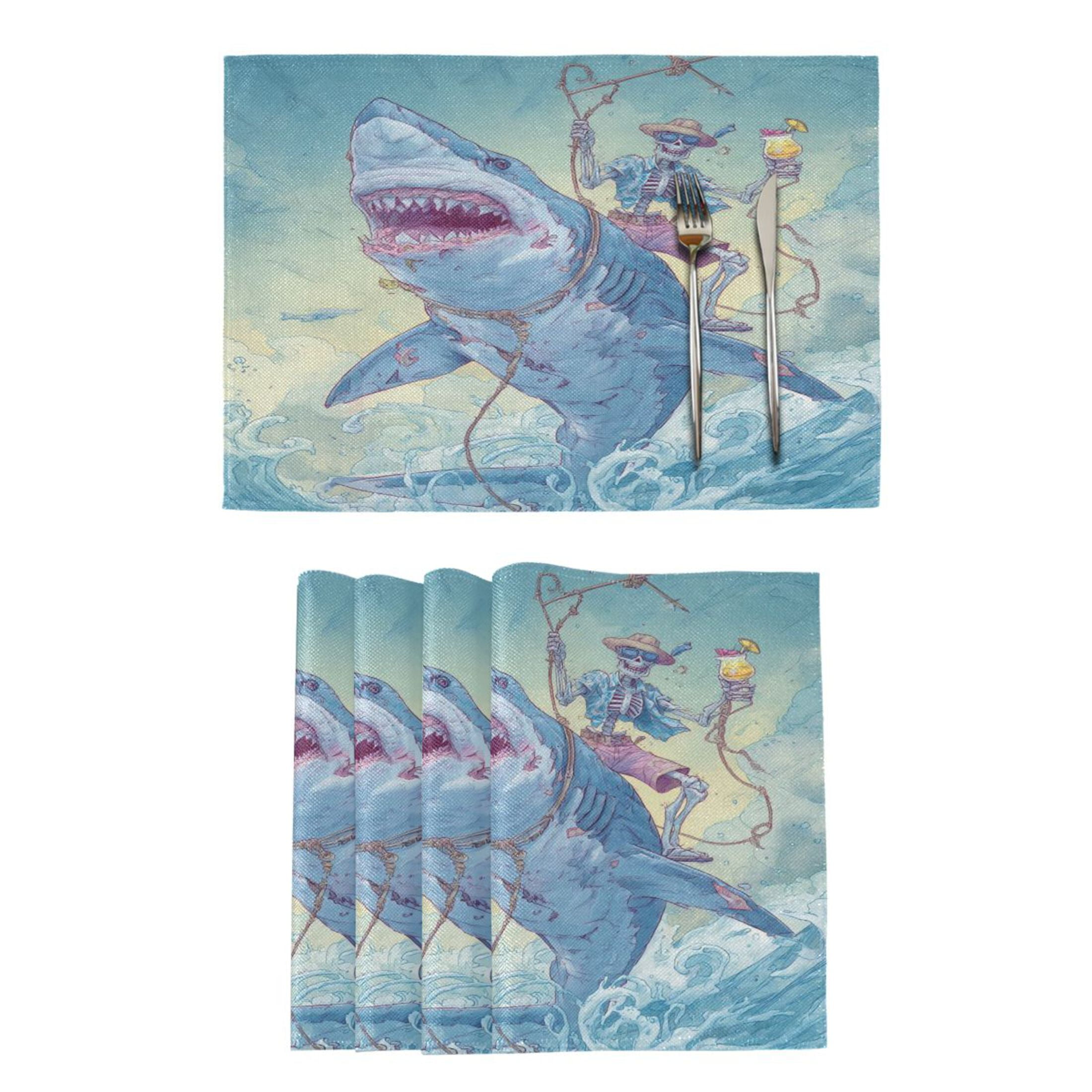 Qxltty Skull Shark Placemats Set of 4 Heat Resistant Non-Slip Place mat ...